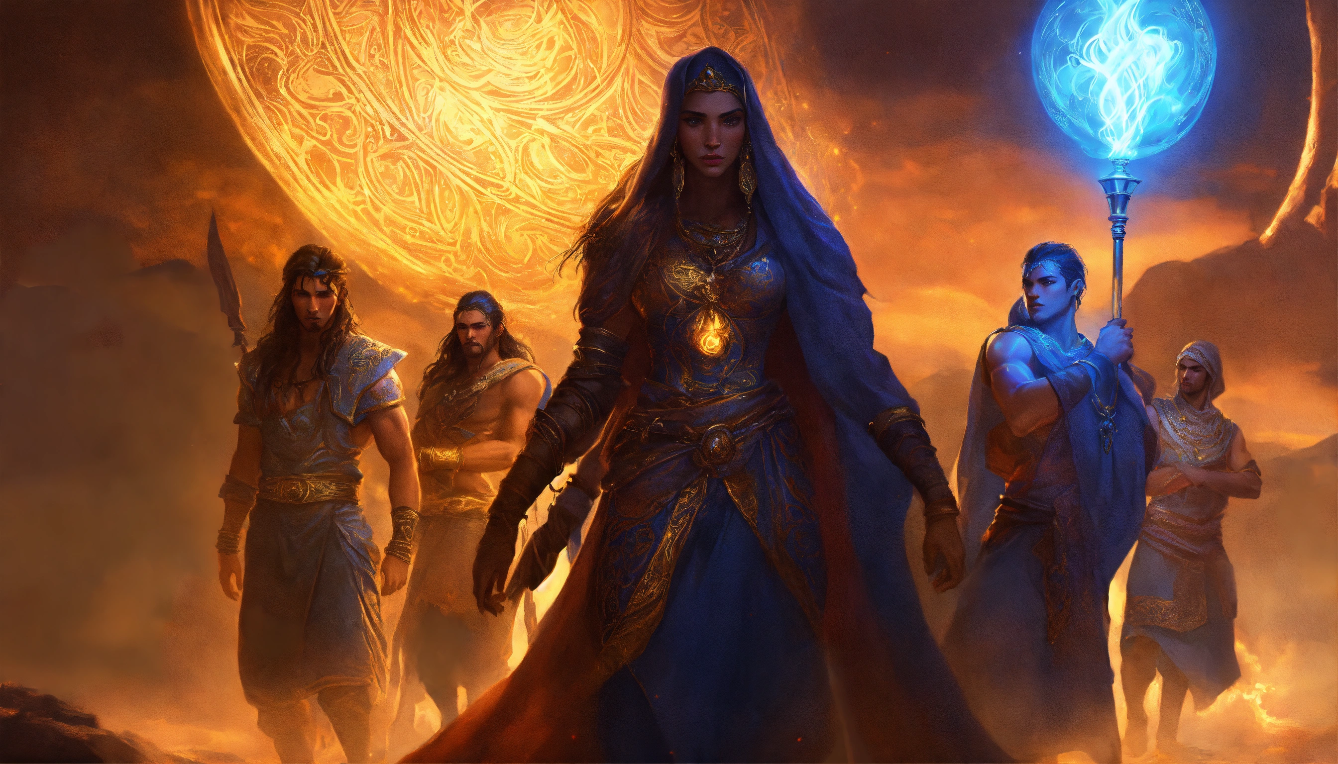 Lexica - Powerful female djinn and 4 brothers, fantasy art, magic ...