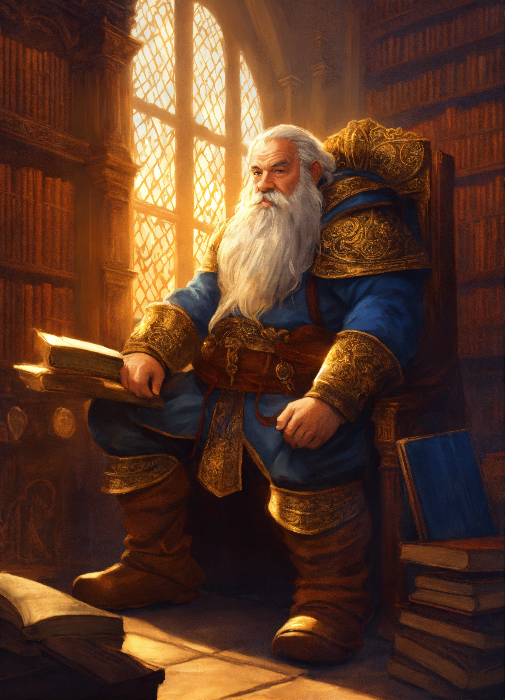 Lexica - Fantasy, old dwarf, palace library
