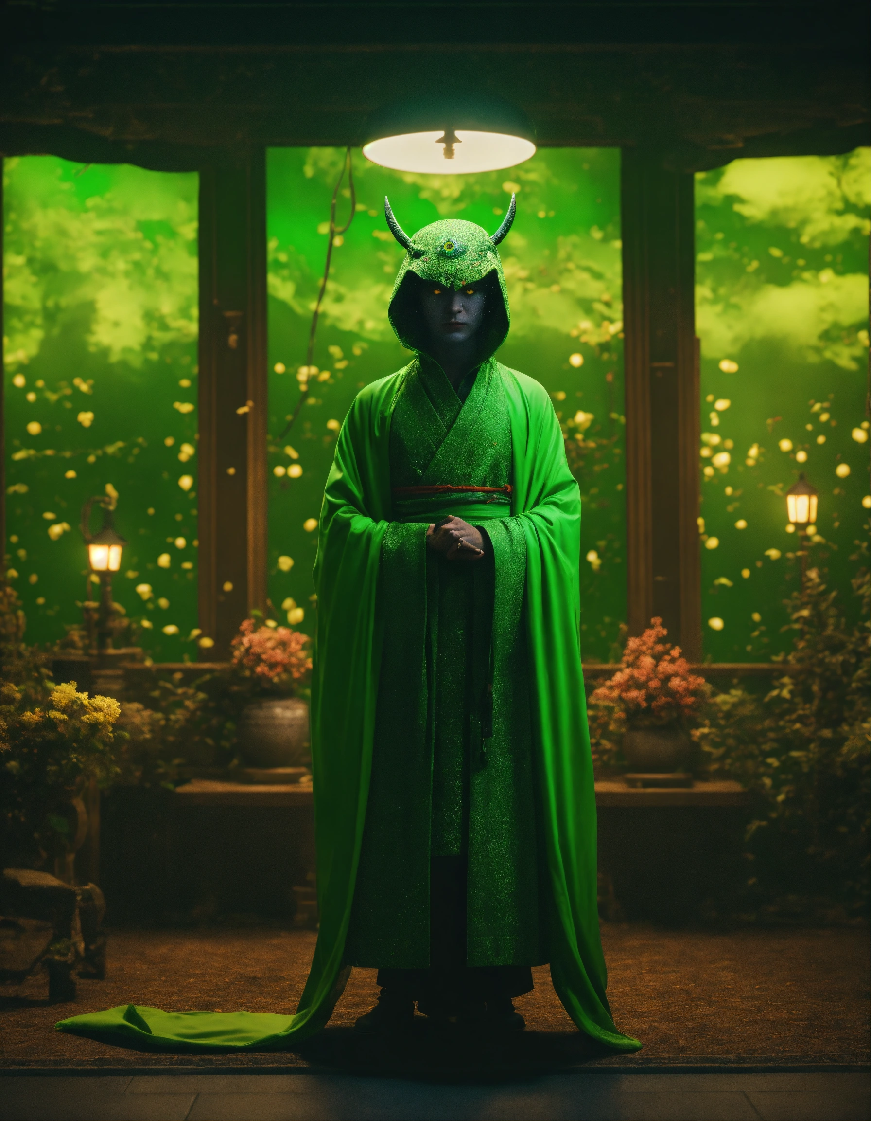 Lexica - Realistic zenitsu with many eyes standing in green screen ...