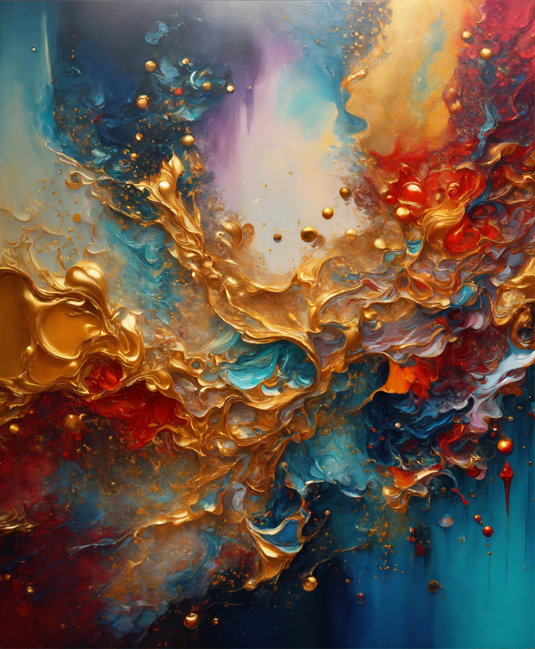 Lexica - Colorful abstract painting oil and water complex complicated ...