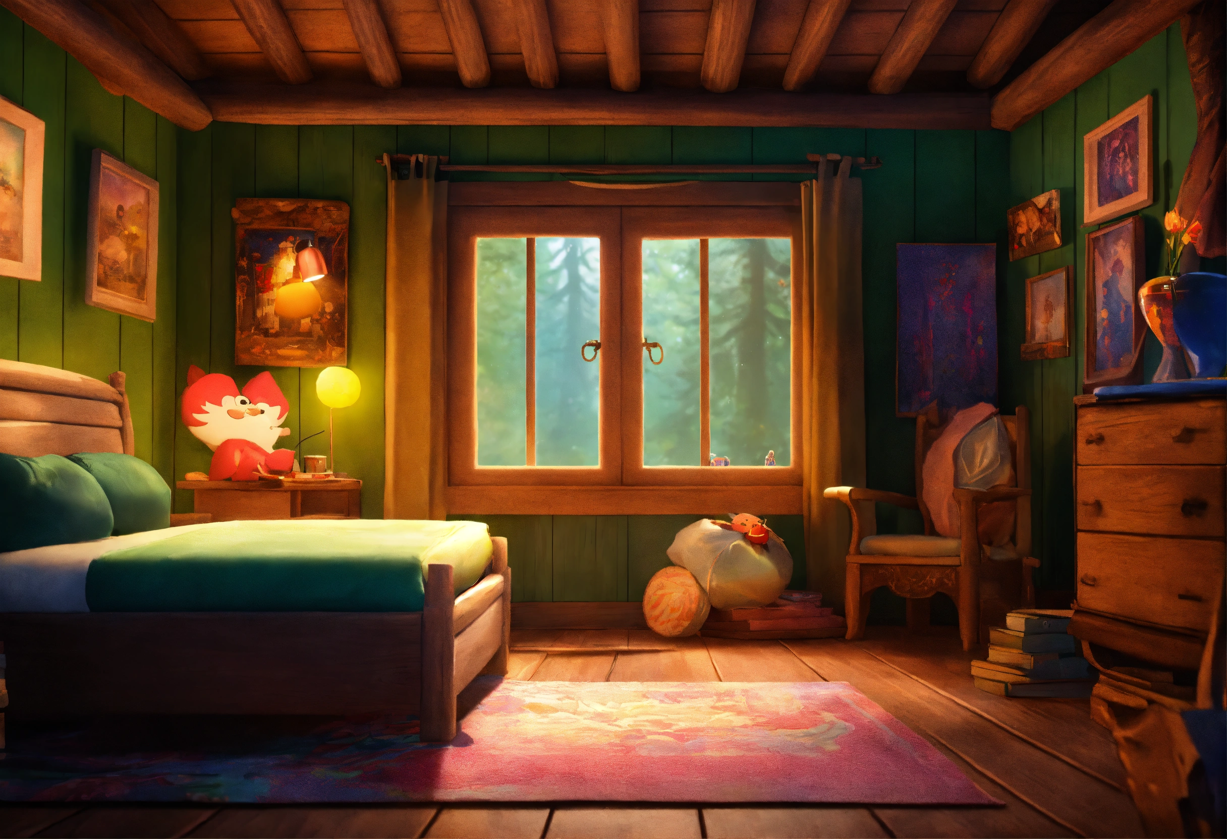 Lexica - A photo on the inside of a princesses' log cabin in a mystical ...