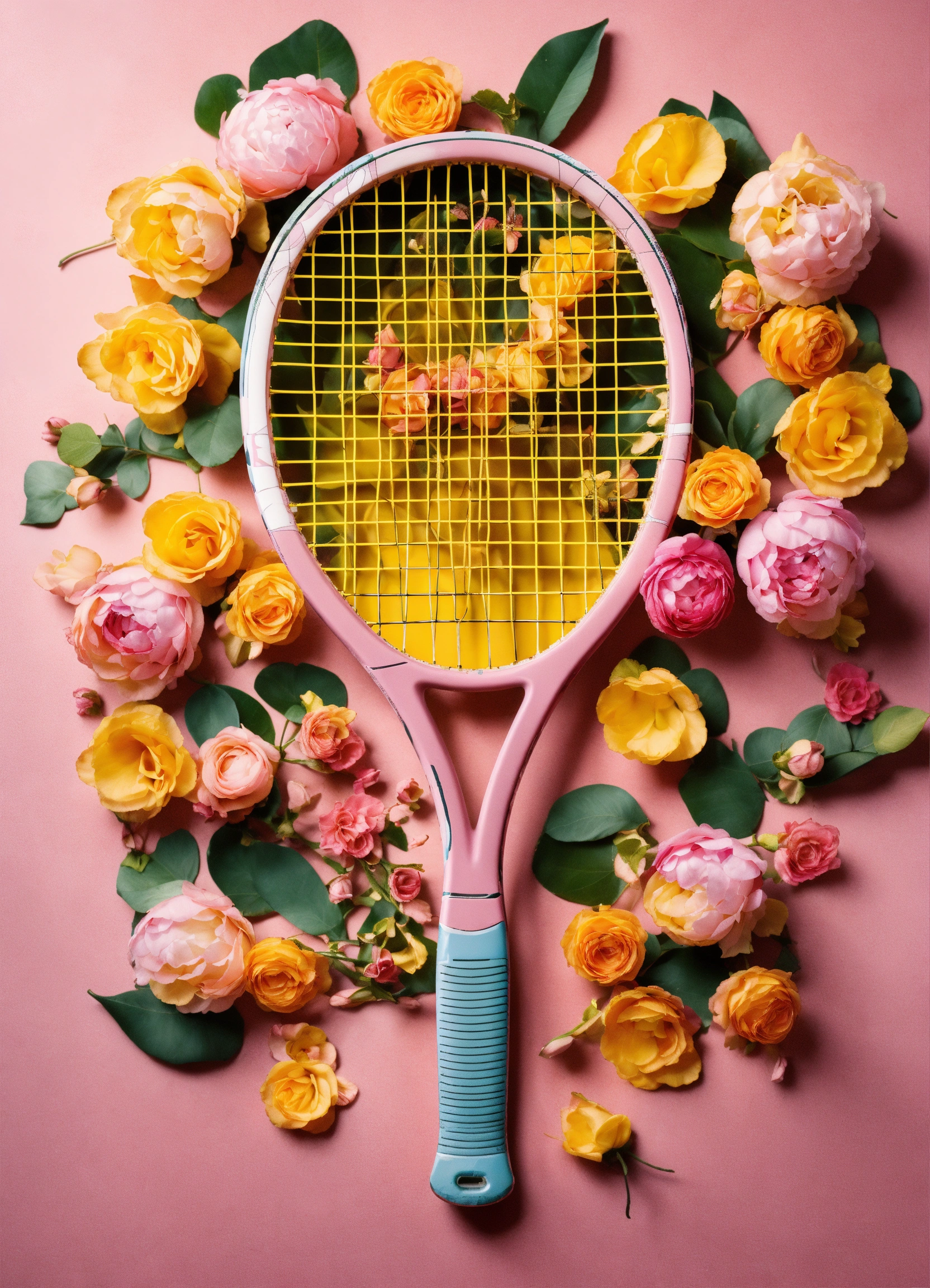 Lexica - VINTAGE tennis racket decorated all around with three ...