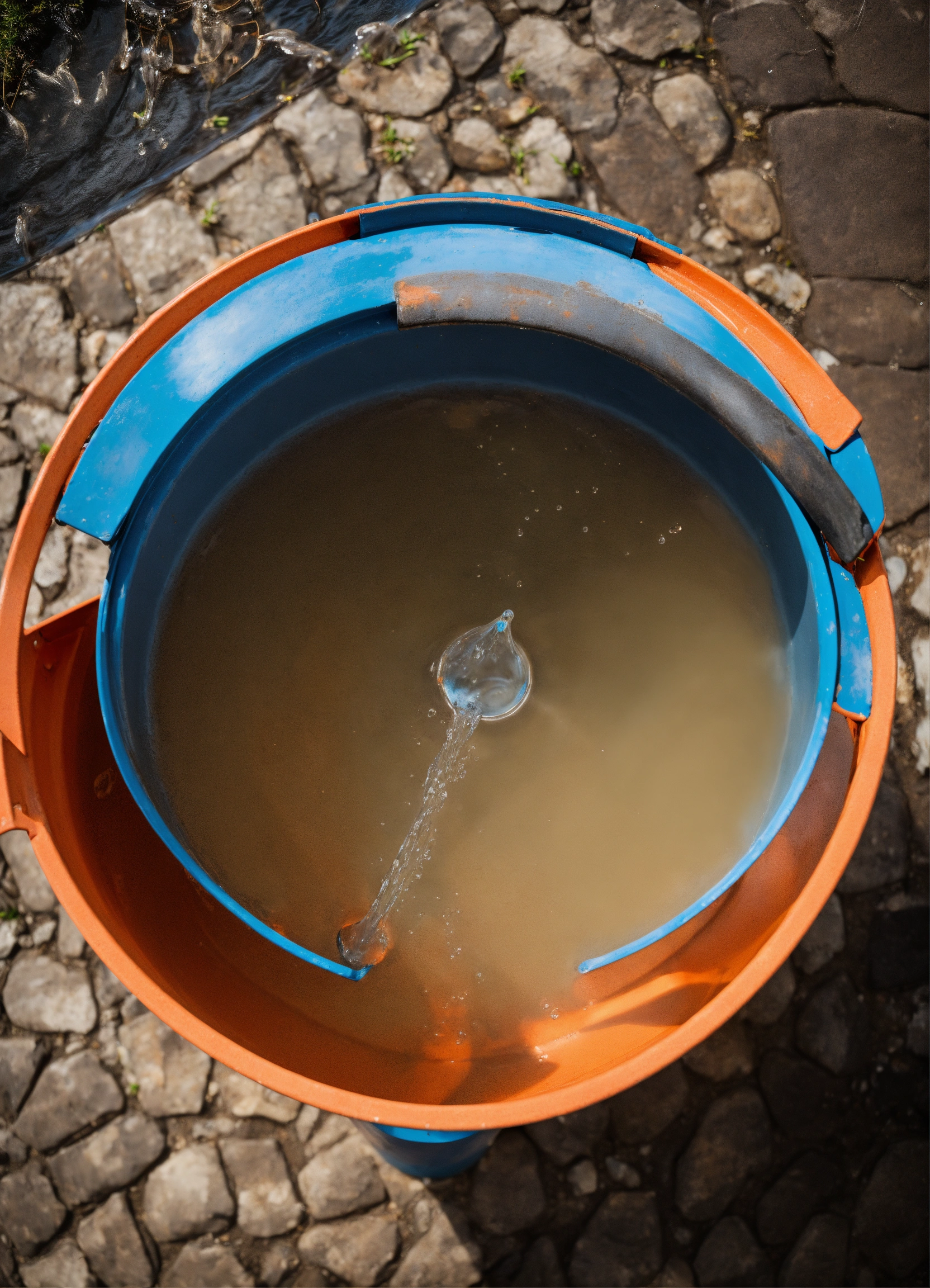 Lexica - Top view of bucket filled half with water