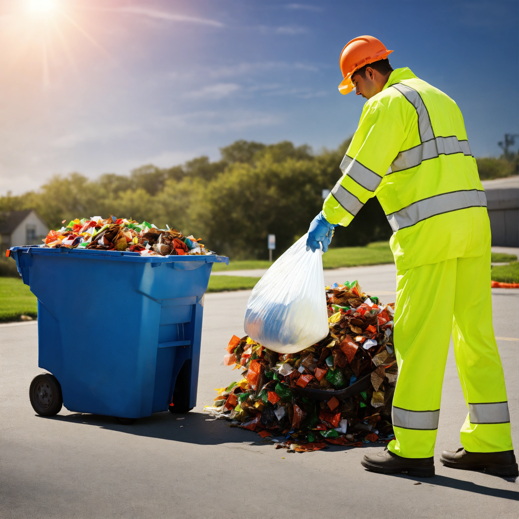 Lexica - Stock images of a garbage man taking out the trash in high ...