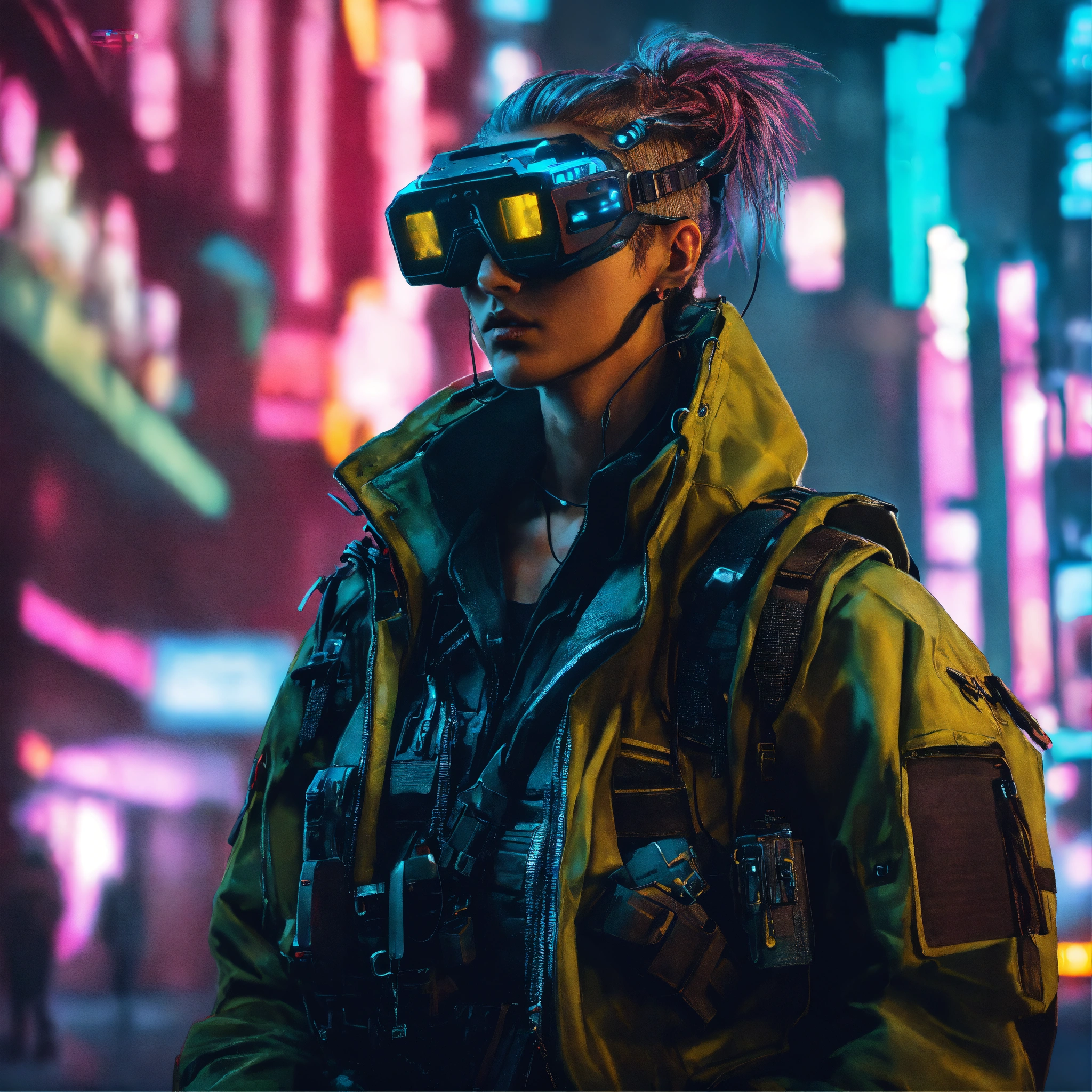 Lexica - Create a breathtaking image of a cyberpunk aesthetic hunter ...