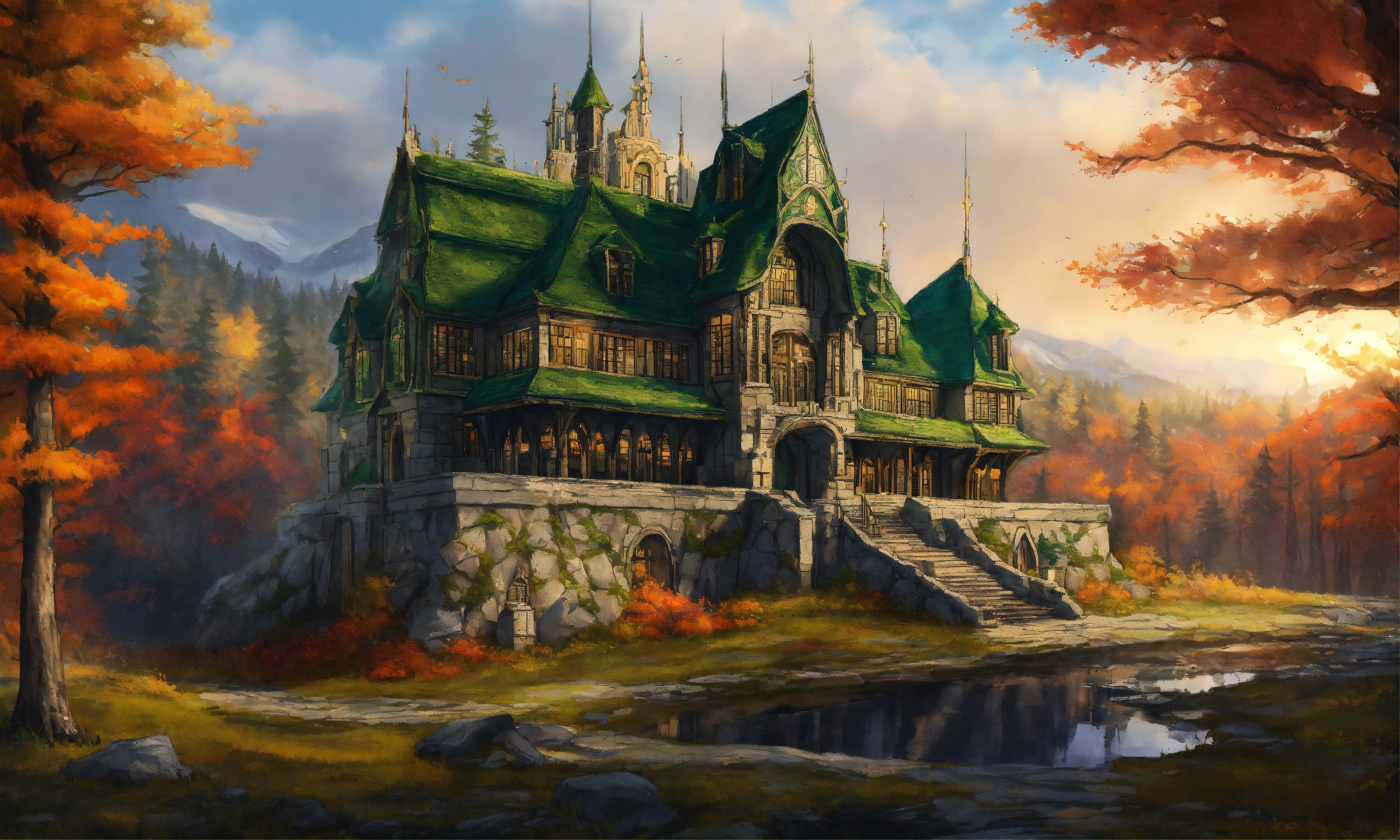 Lexica - Drawing of the full image of a stone high elf sci fi palace ...