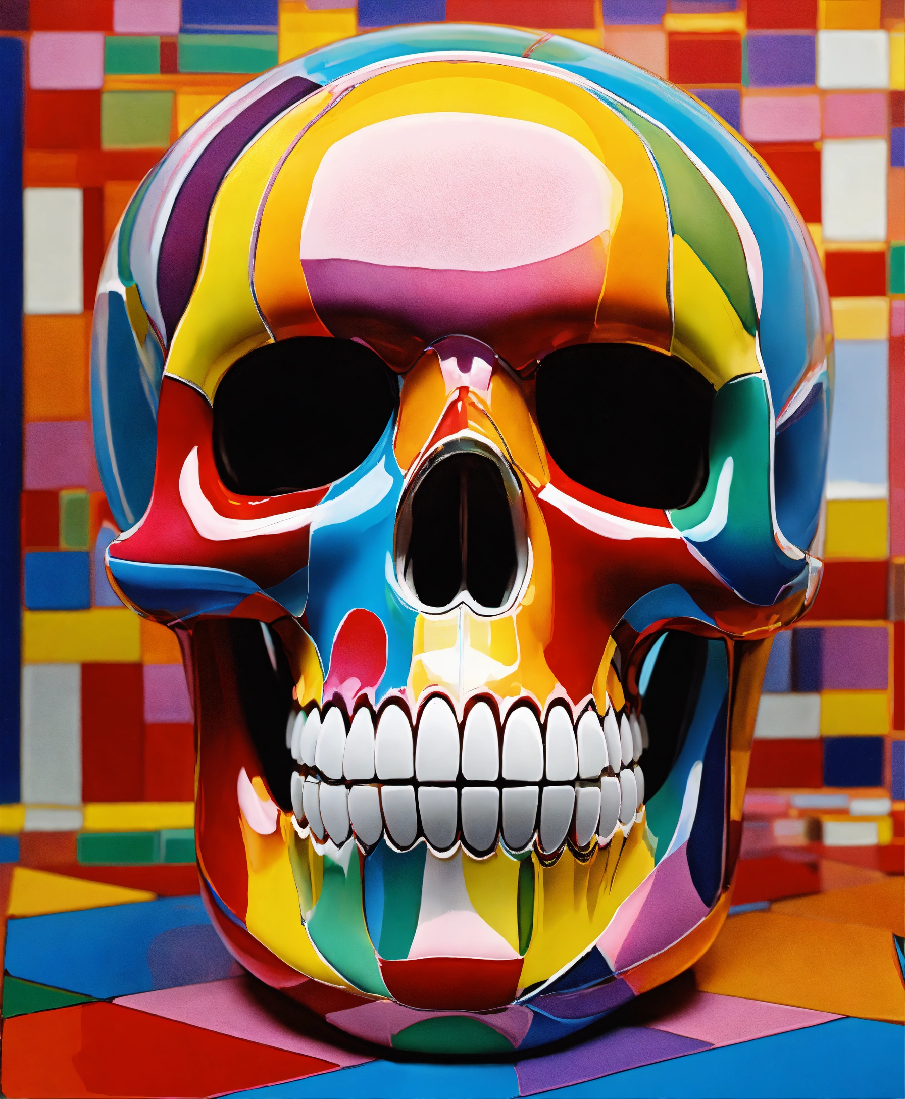 Lexica - Mexican Skull glass Pop Art Cubist Murakami Jeff Koons