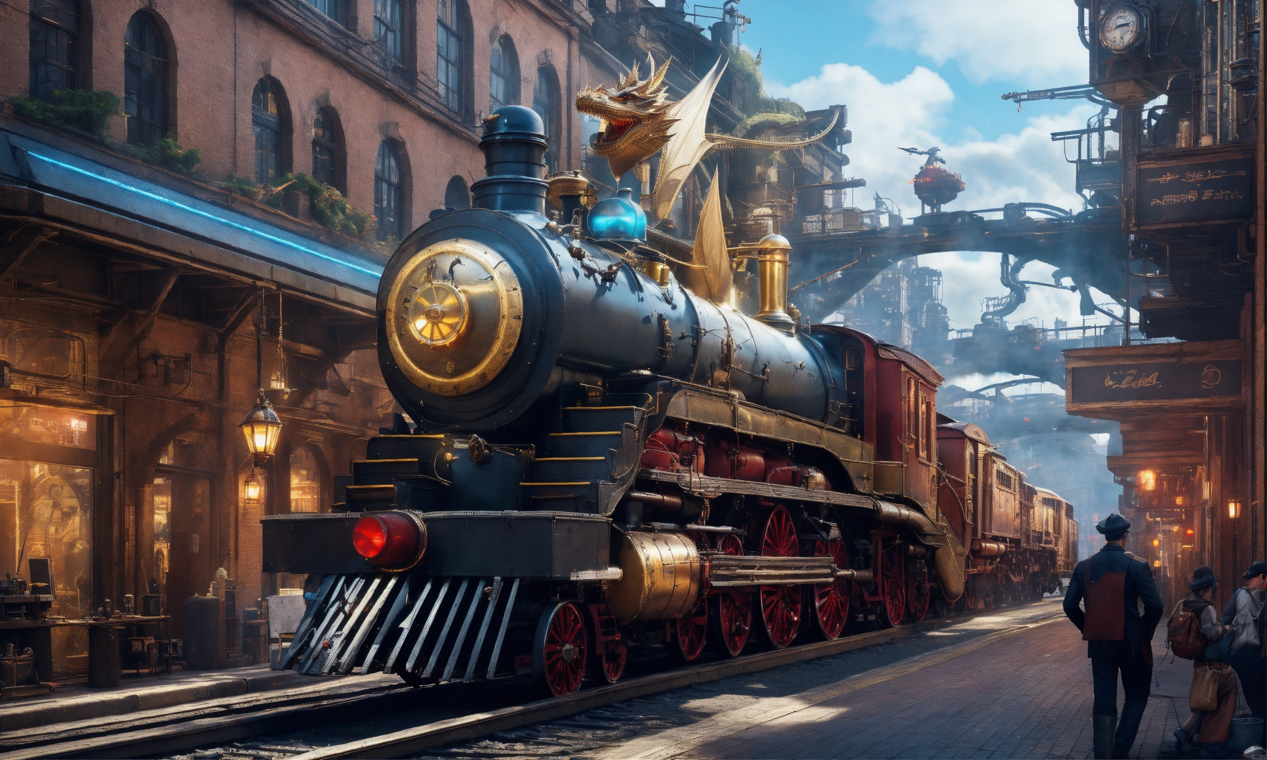 Lexica - A future steam locomotive in a steampunk city and a mechanical ...