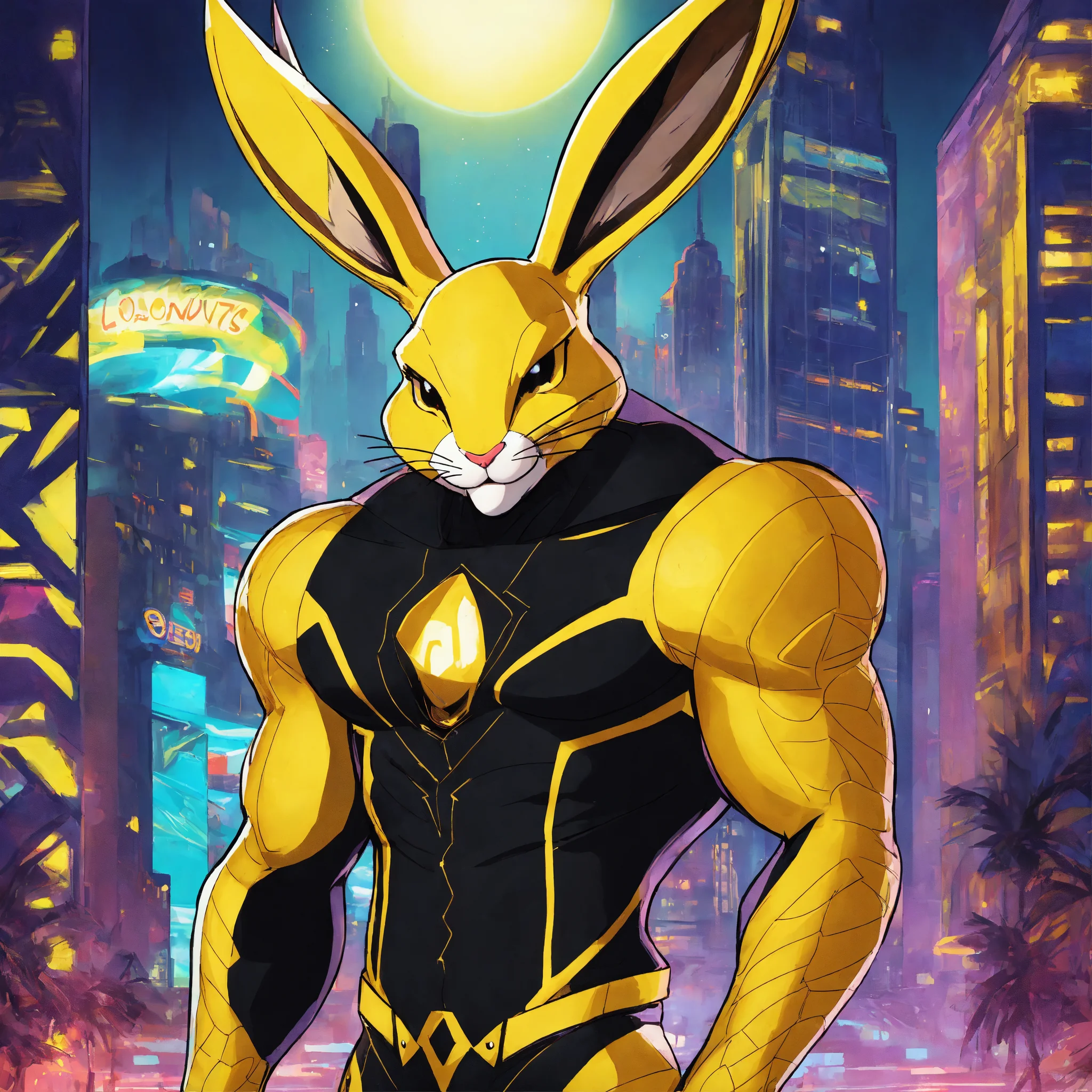 Lexica - Anthropomorphic lagomorph Ace Bunny wearing black yellow ...