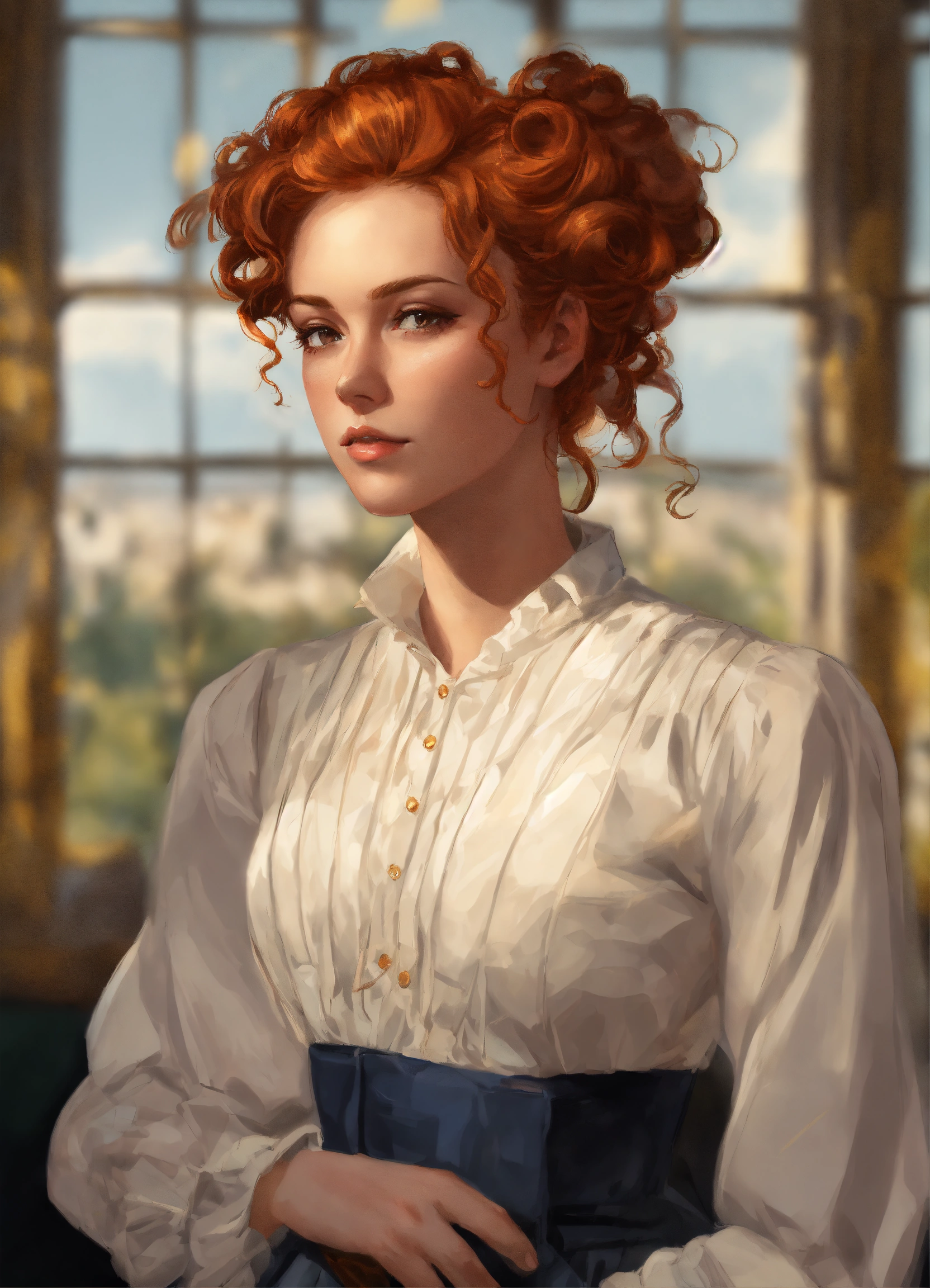 Lexica - Digital art portrait of a snobby British woman with copper ...