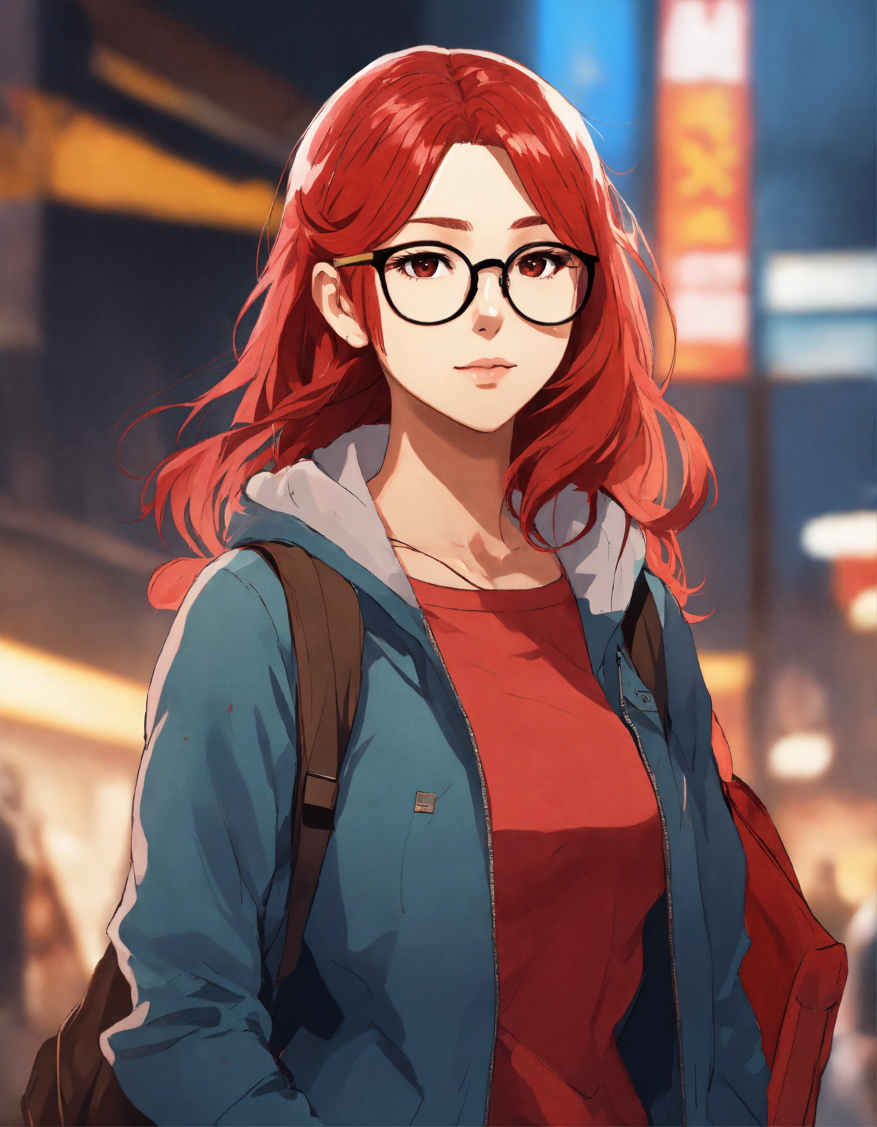 Lexica - Female torso portrait avatar, with red hair wearing modern ...