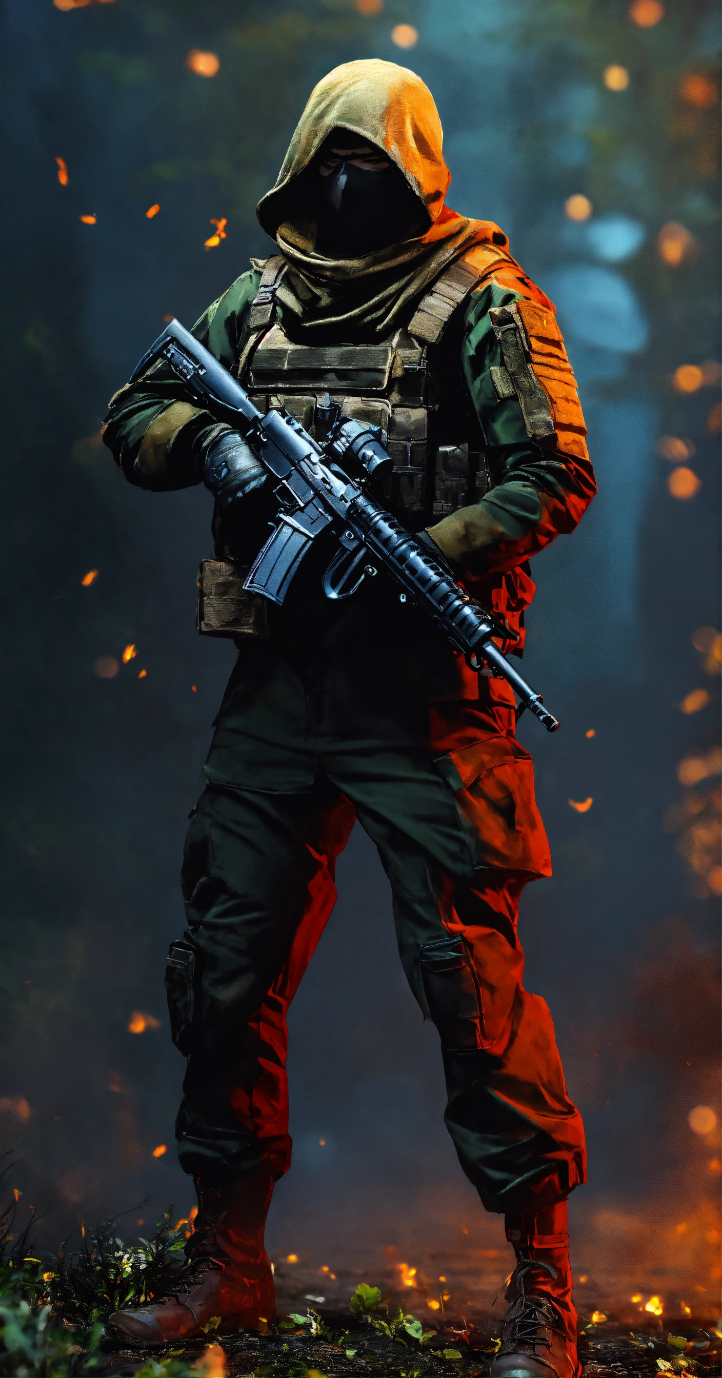 Lexica - Loneley soldier, comando outfit, masked face , full body image ...