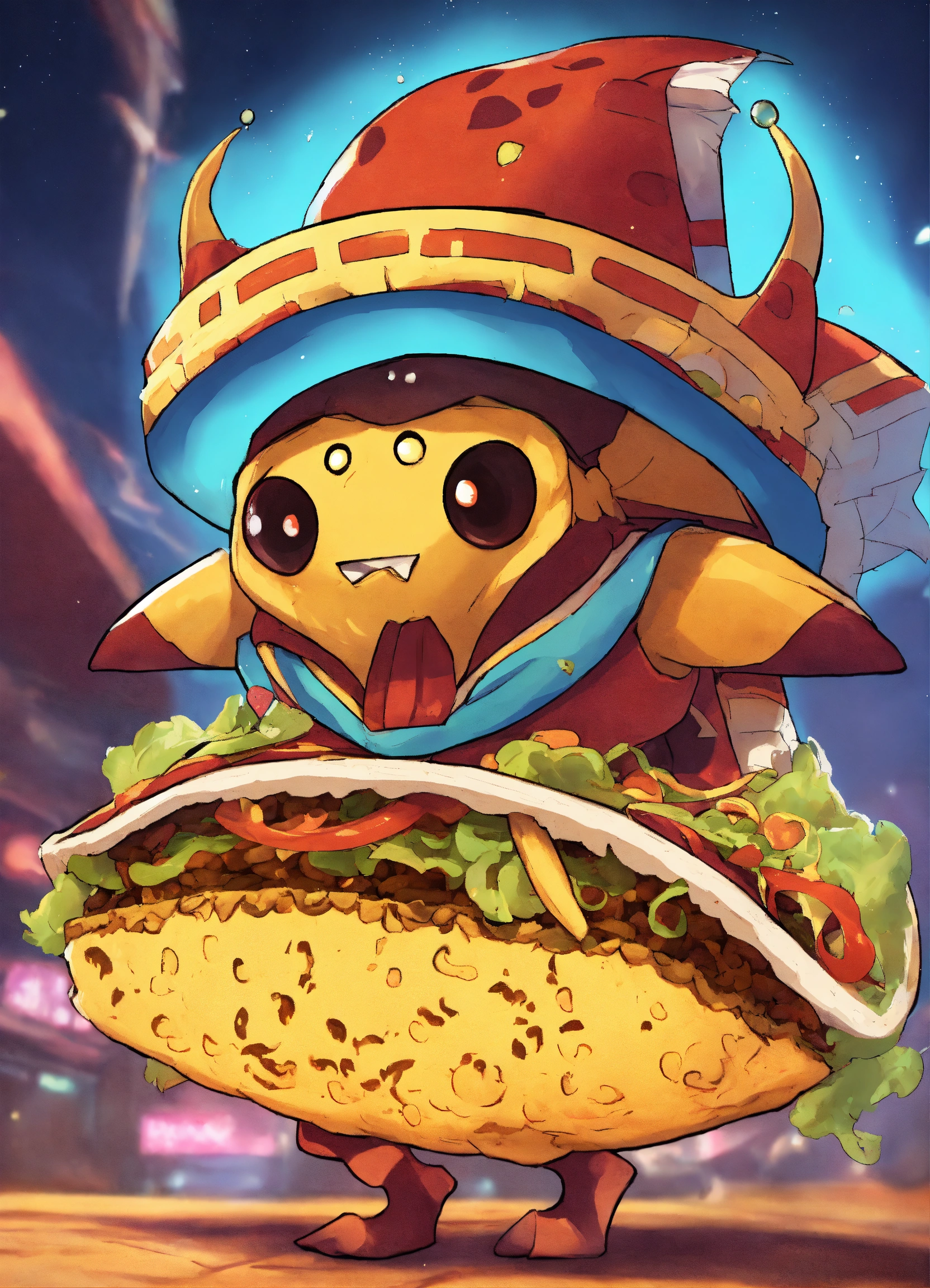 Lexica - Anime energy-bending taco-faced creature
