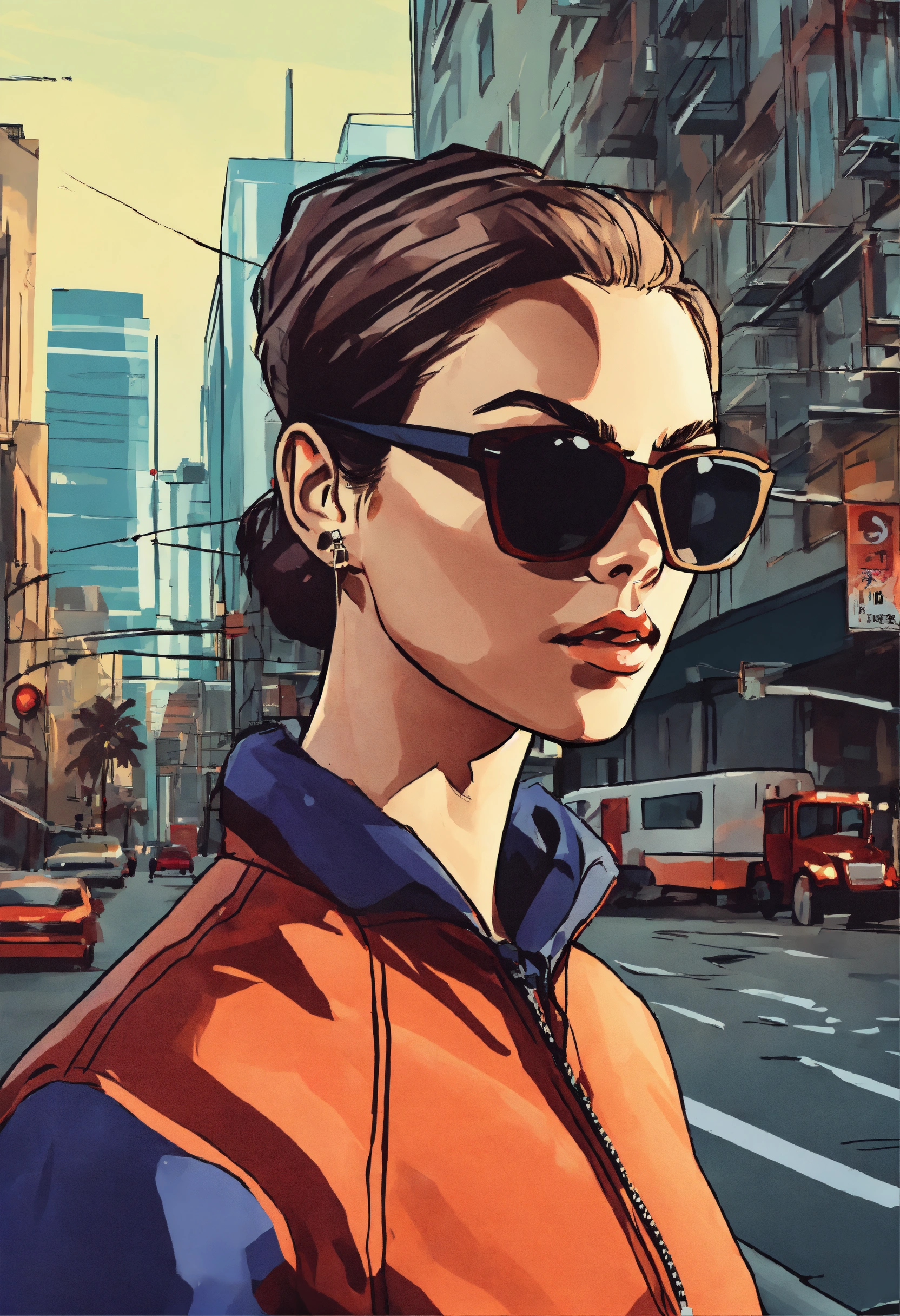 Lexica - Shooting in the city , cut out paper, beautiful portrait ...