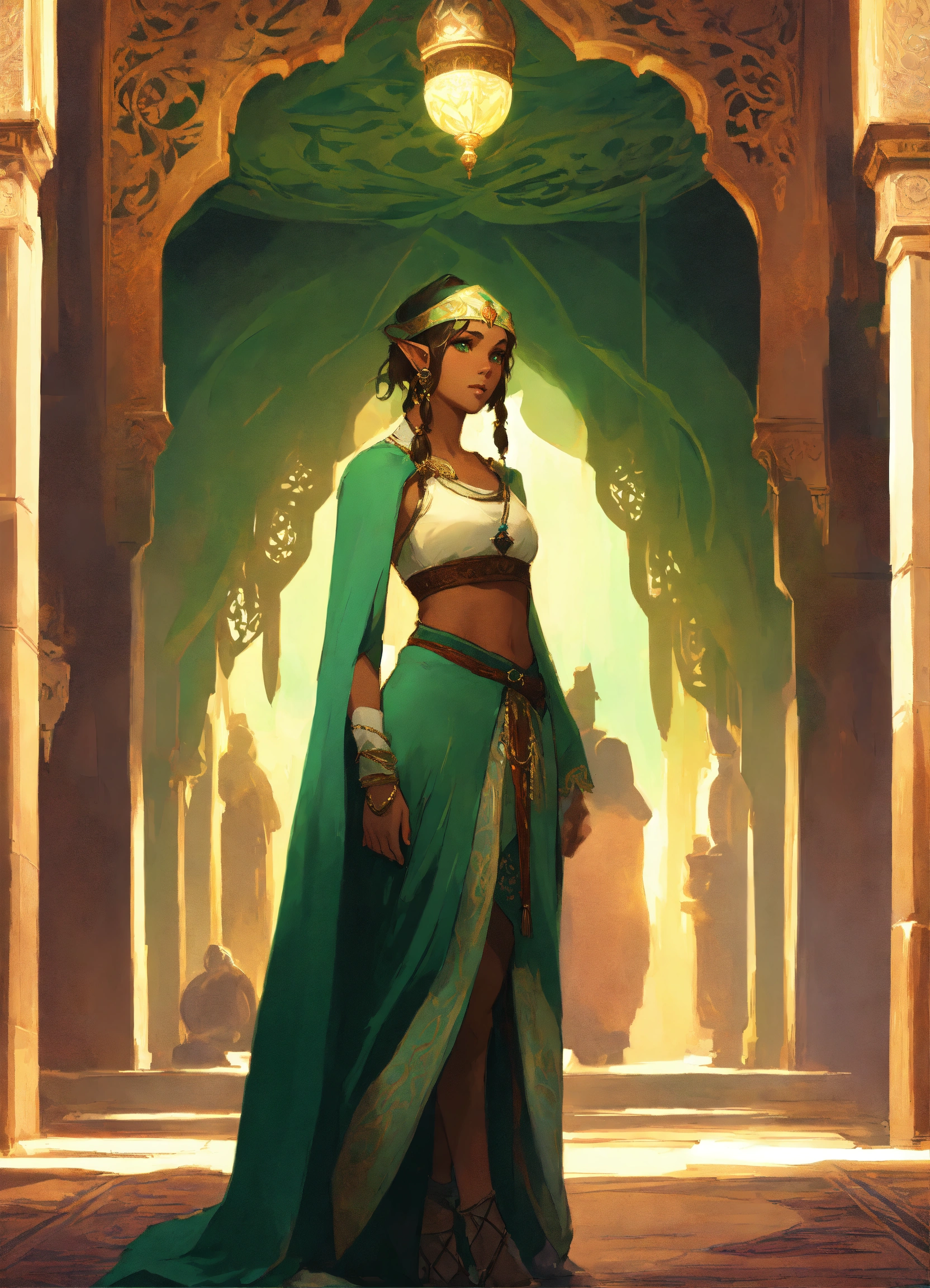 Lexica - Tamerlane female elf in medieval style, turkish clothes, green ...