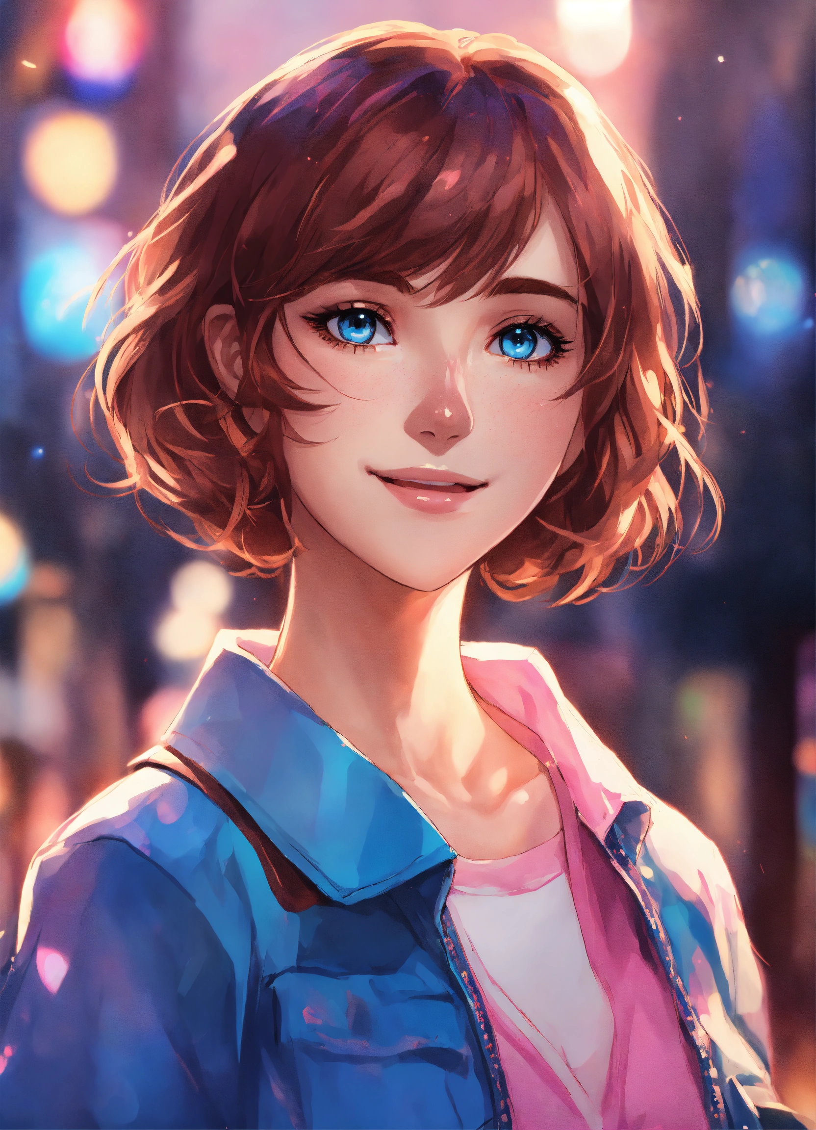 Lexica - Portrait, comic book anime style, bright lighting, pink and ...