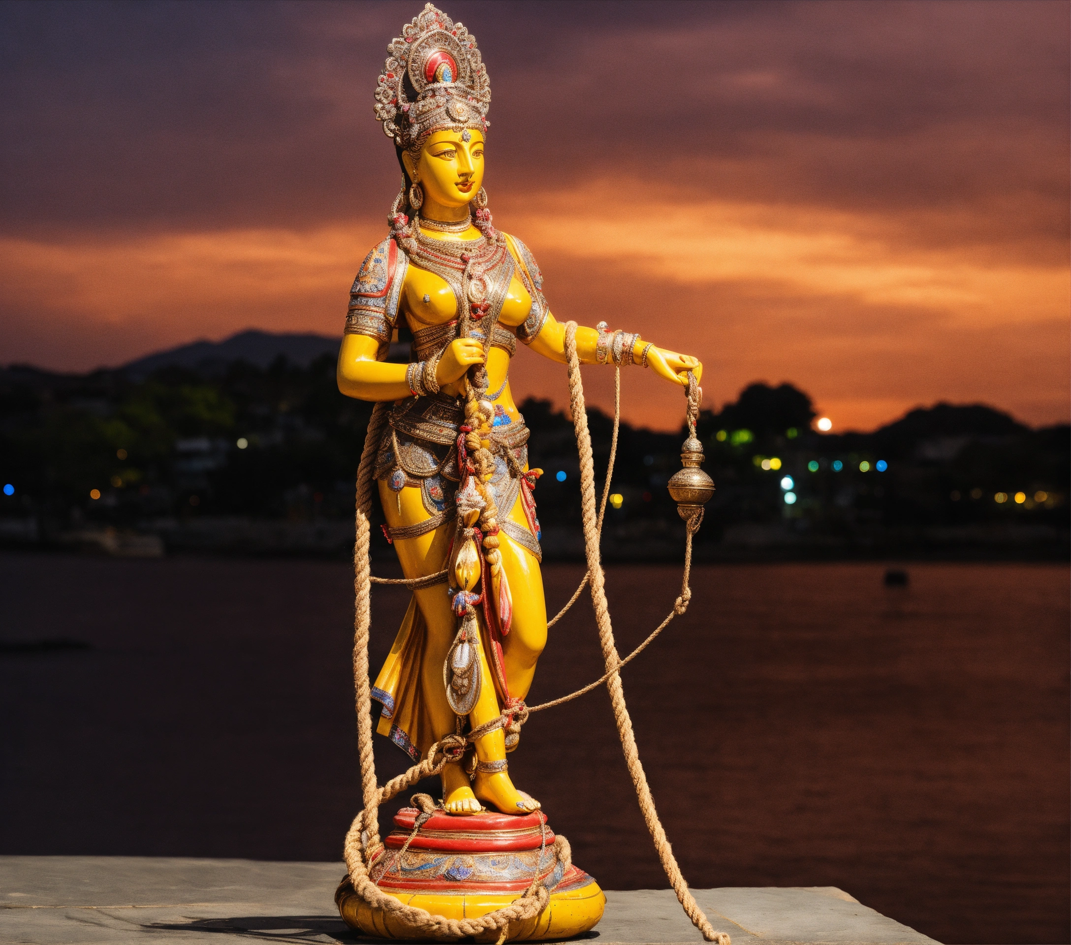 Lexica - Goddess statue tied with a rope