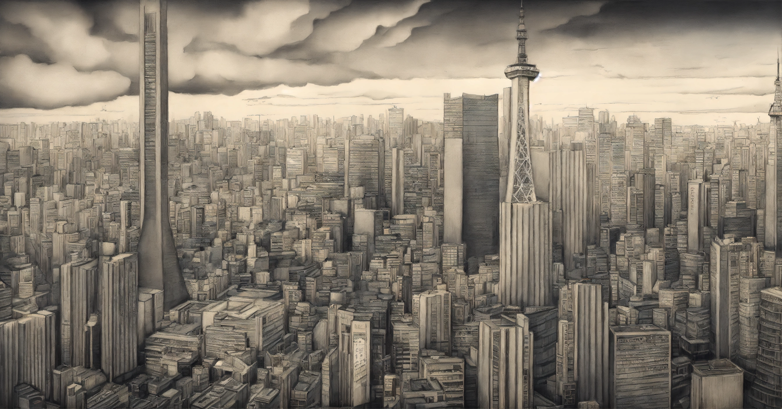 Lexica - Create an pencil drawing of Tokyo using surrealism, inspired ...