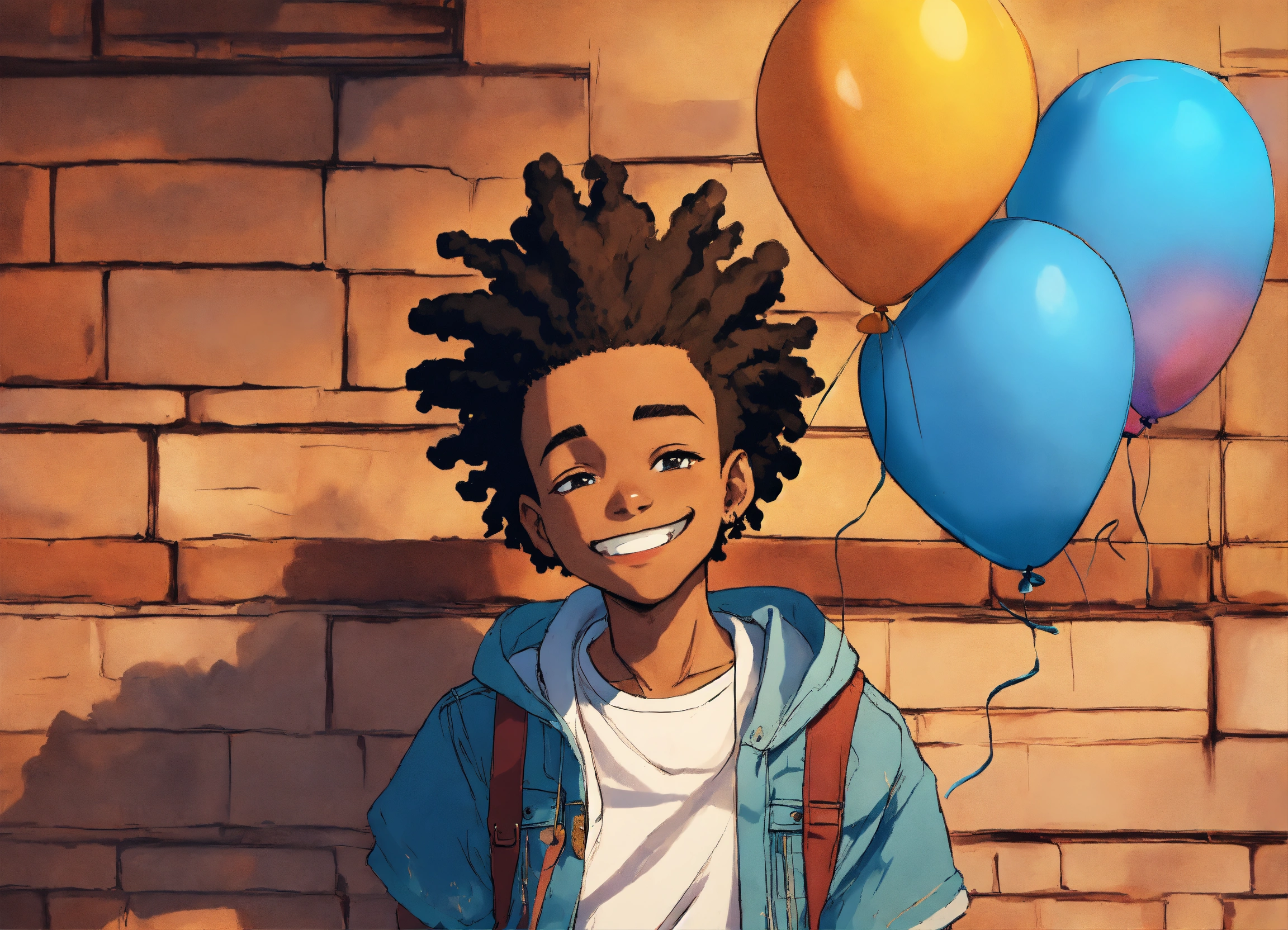 Lexica - The boondocks storybook style art, smiling 14 year old black ...