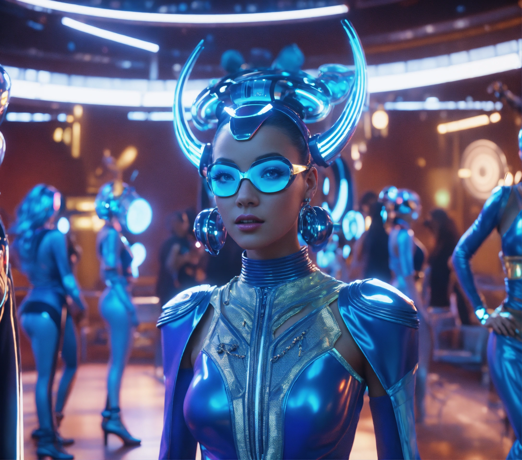 Lexica - Zoom out from a beautiful enchanting carismatic blue alien ...