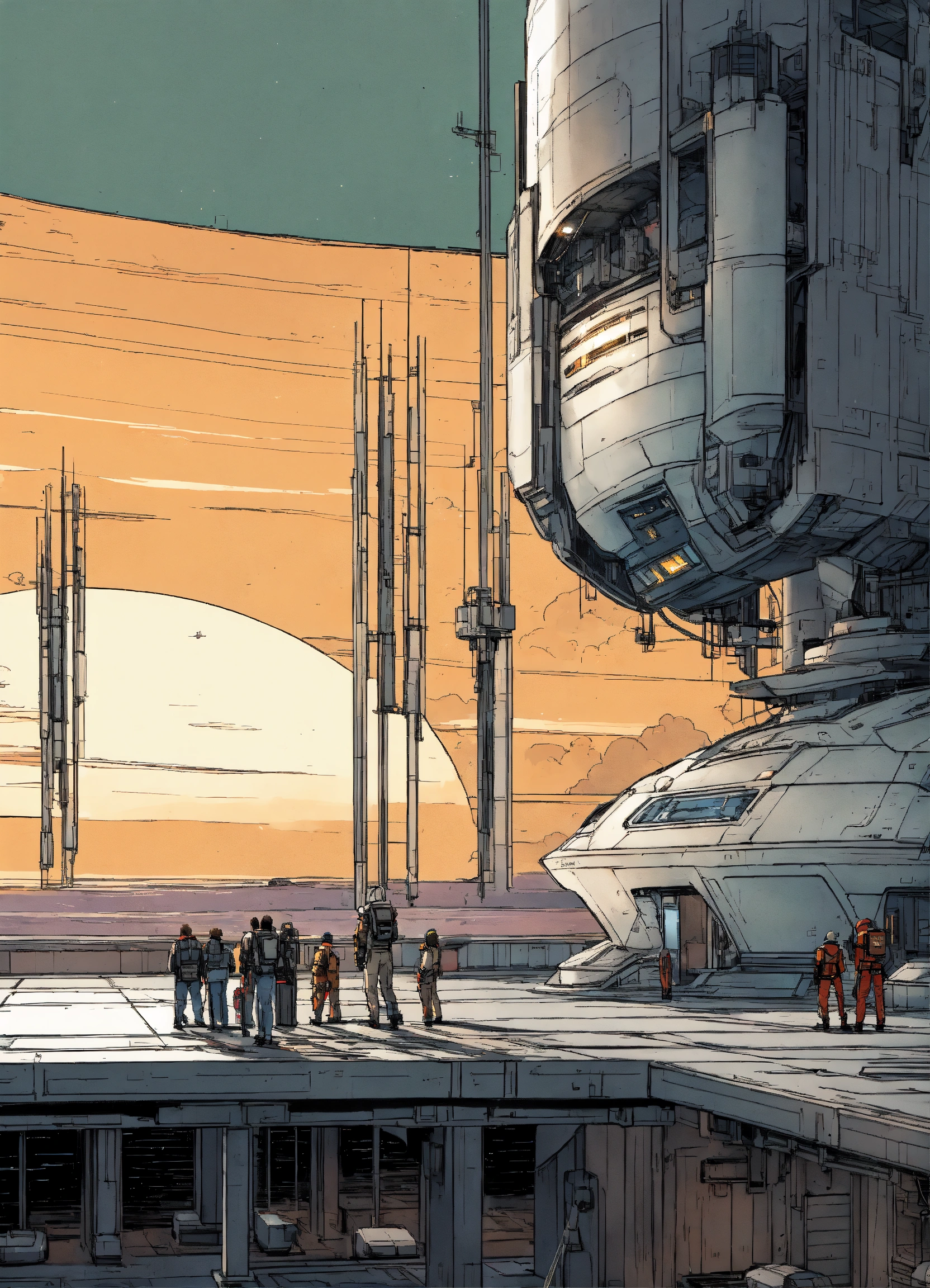 Lexica - A large open futuristic dock for spaceships. an open landing ...