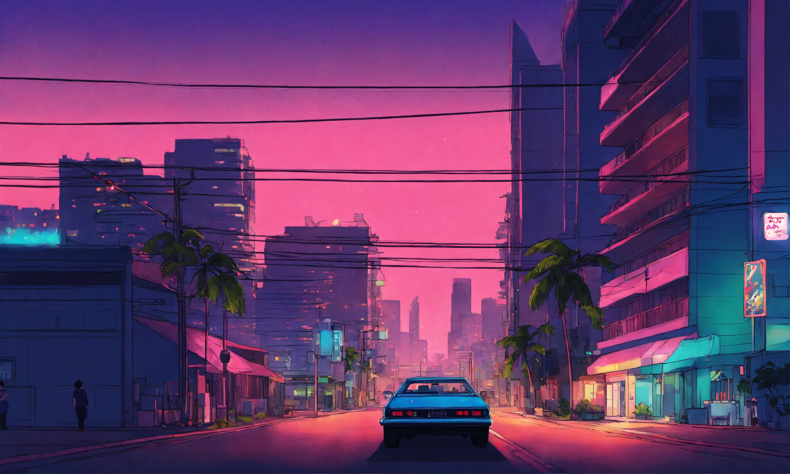 Lexica - Anime miami vice, lofi artwork, city at night, 2d, studio ghibli