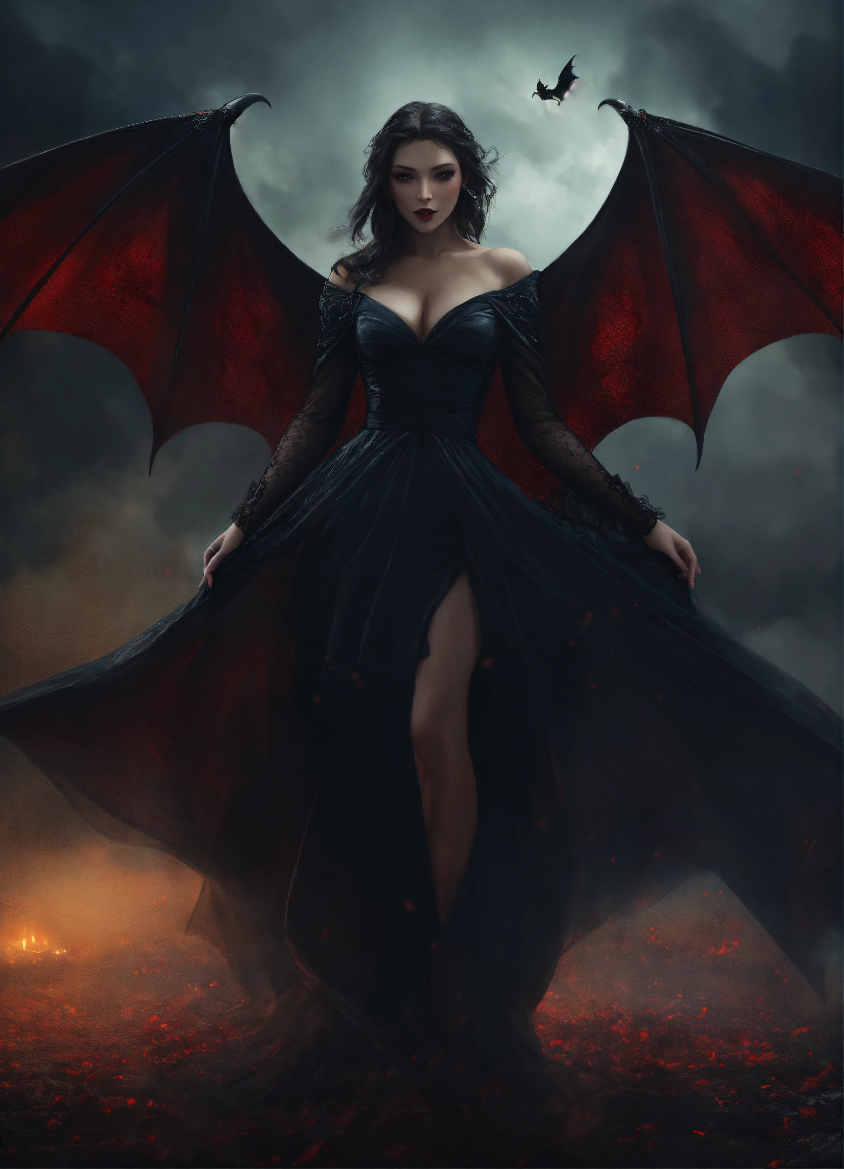 Lexica - Full body evil vampire woman entangled in a dark mist spiral ...