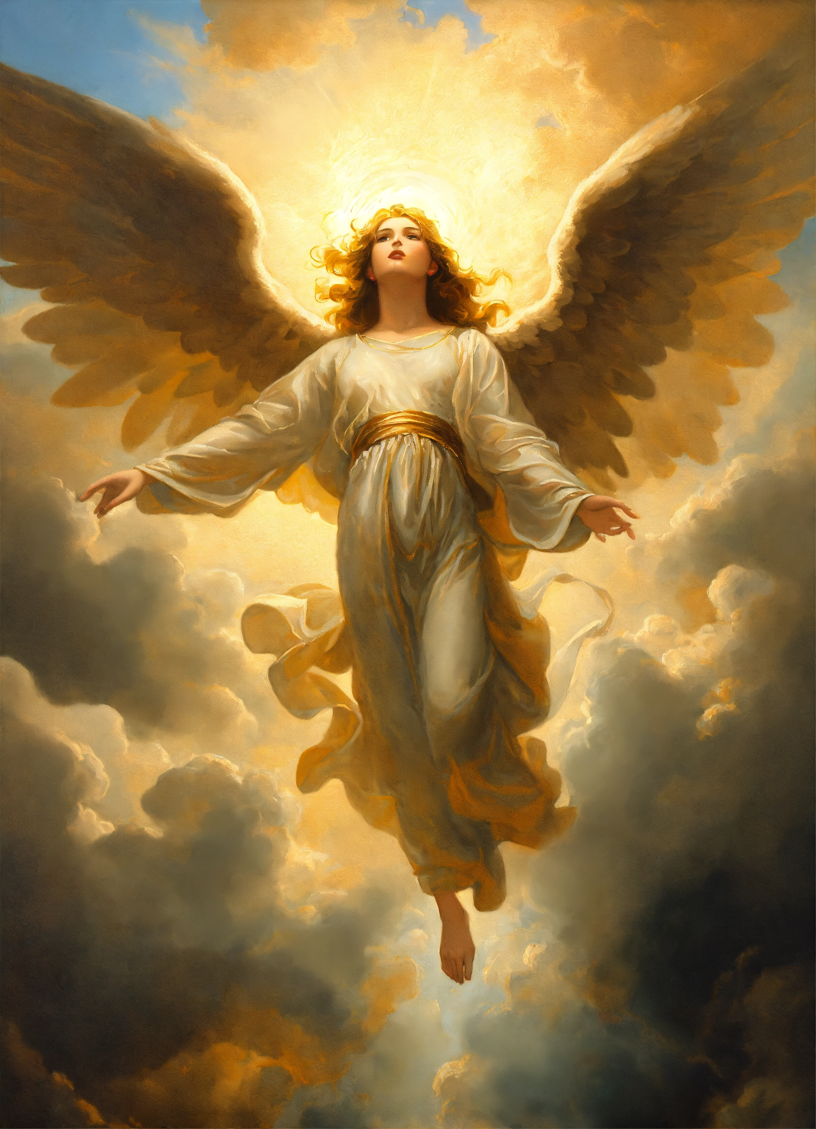 Lexica - Oil painting of an angel descending from heaven