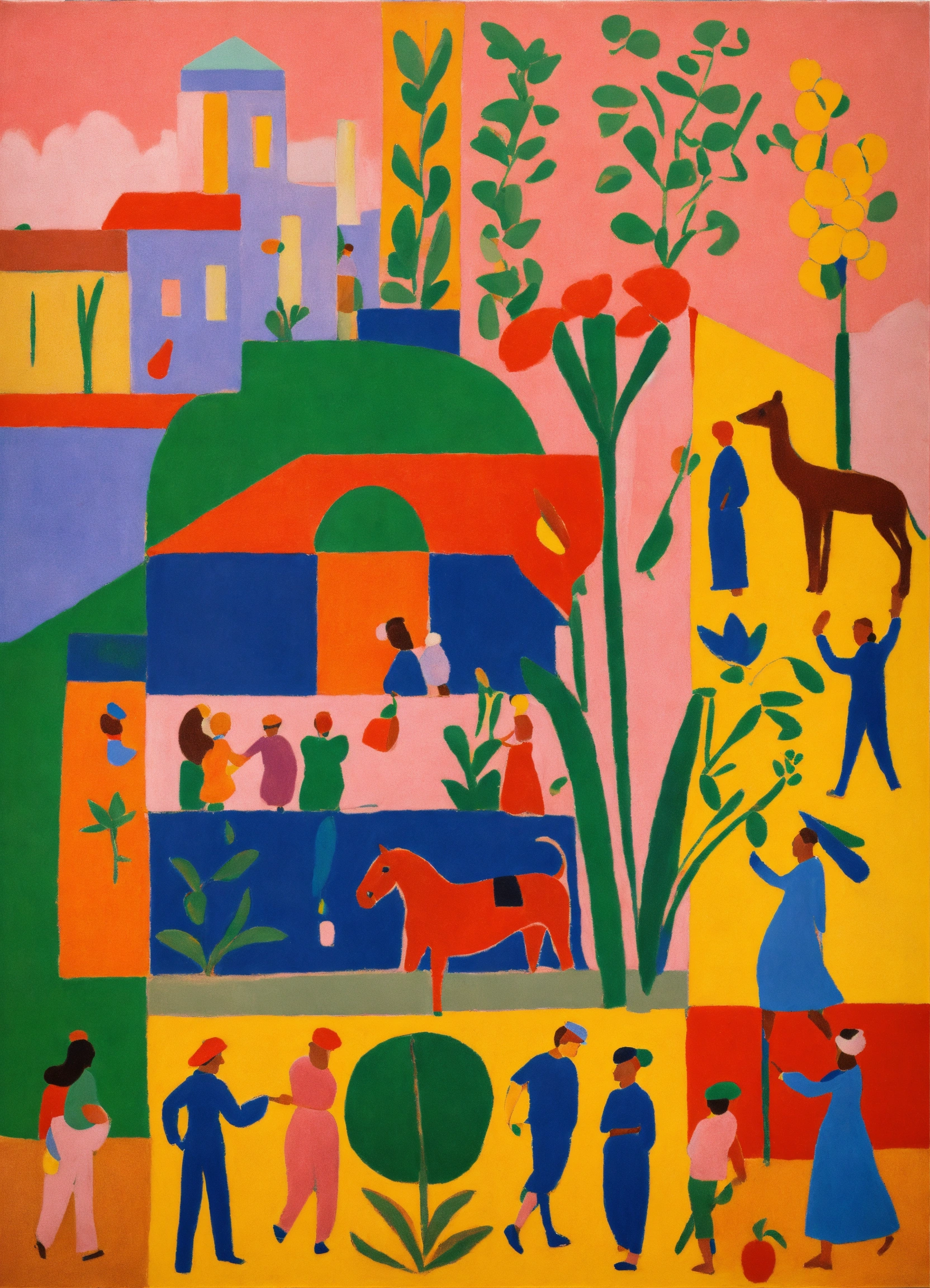 Lexica - Matisse style lots of details, colorful, different people ...