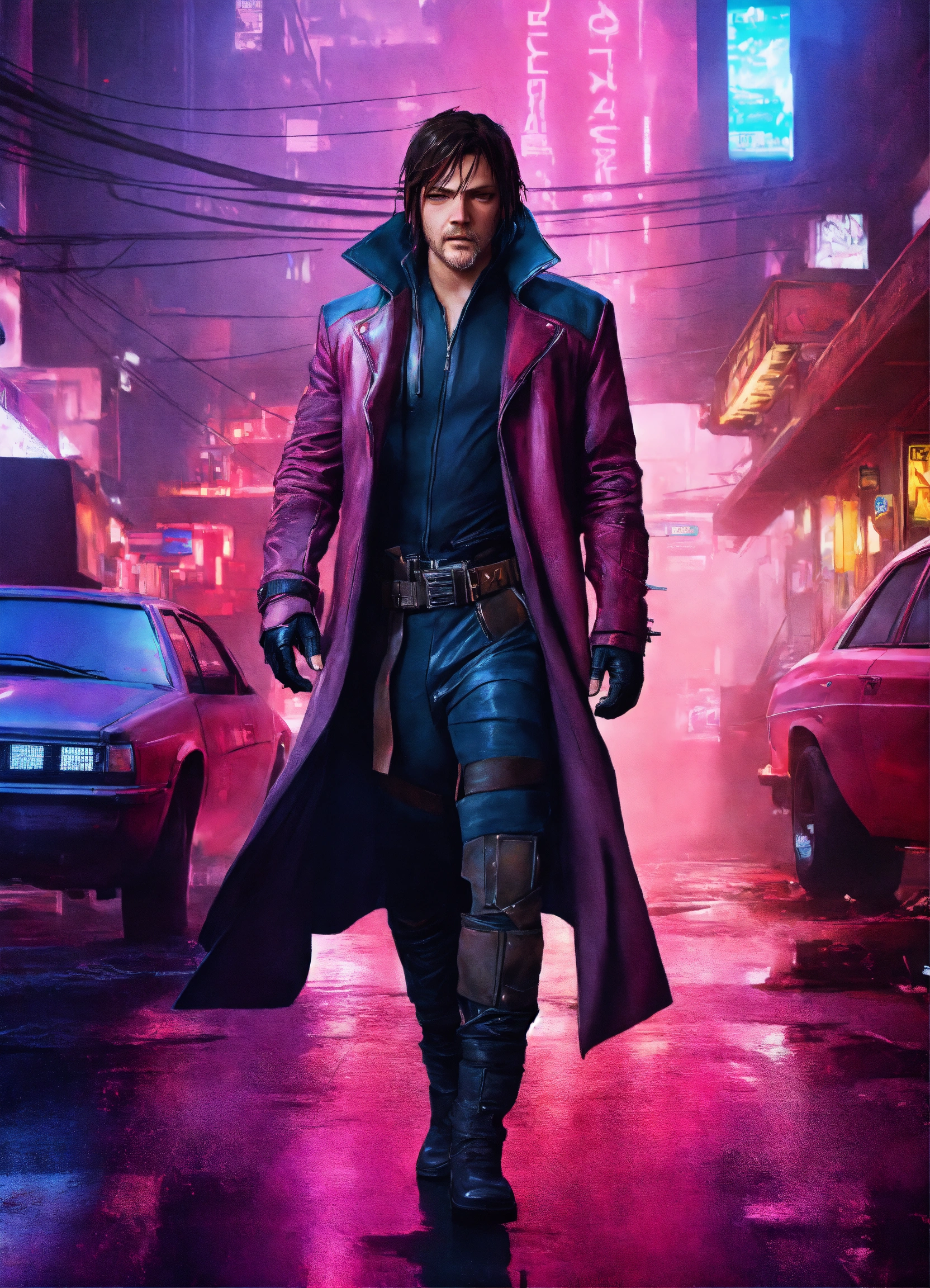 Lexica - Norman Reedus dressed like Gambit of X-Men in a cyberpunk ...