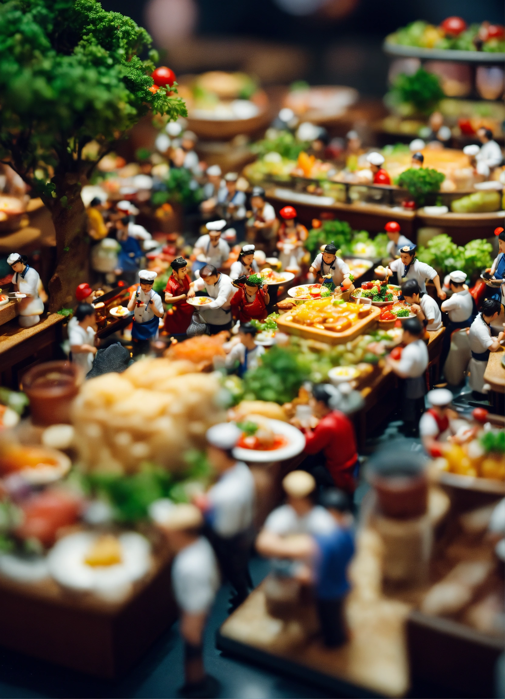 Lexica - Tilt-shift photo of a crowded hotpot restaurant, miniature ...