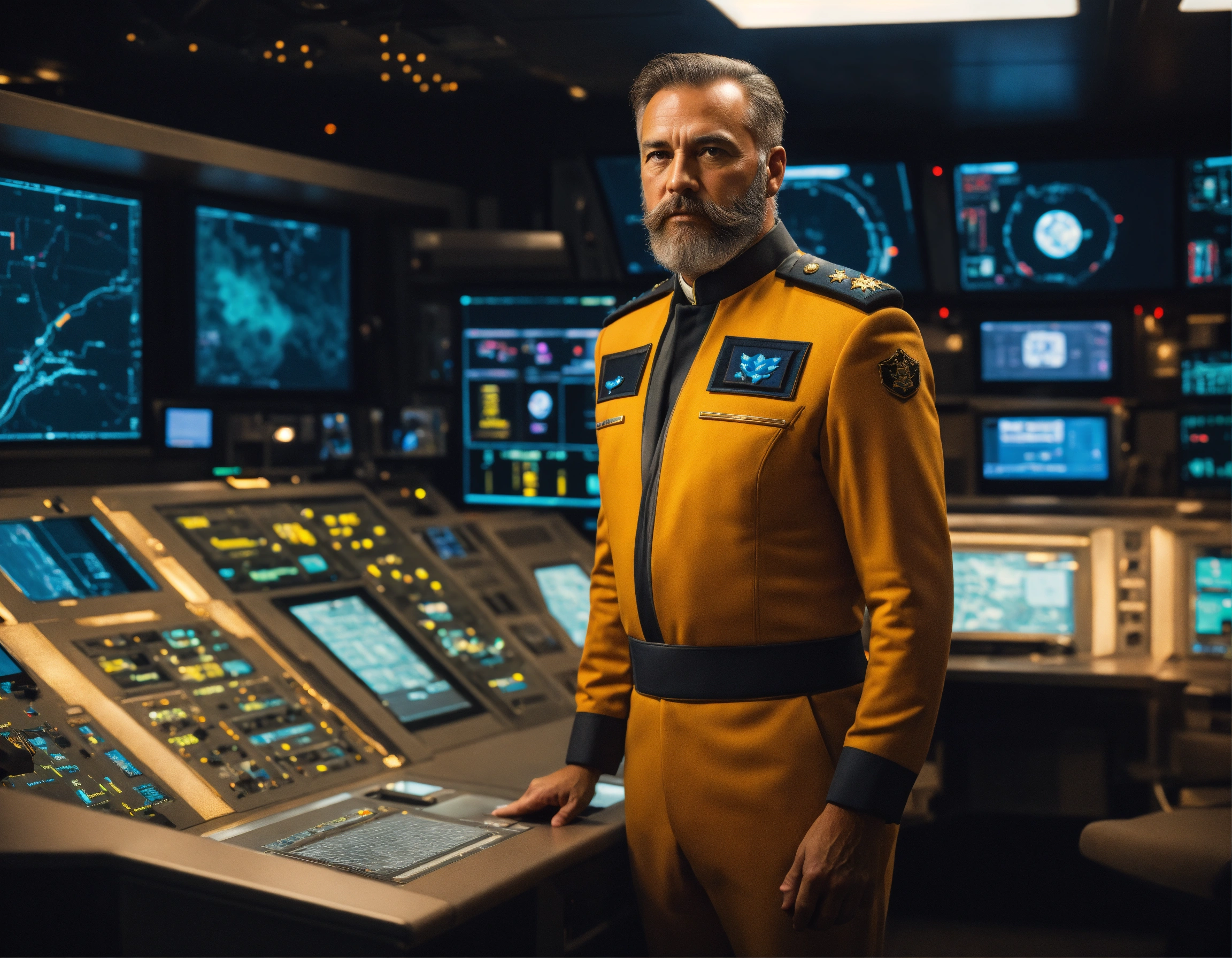 Lexica - 50 year old masculine star commander with sleek uniform and ...