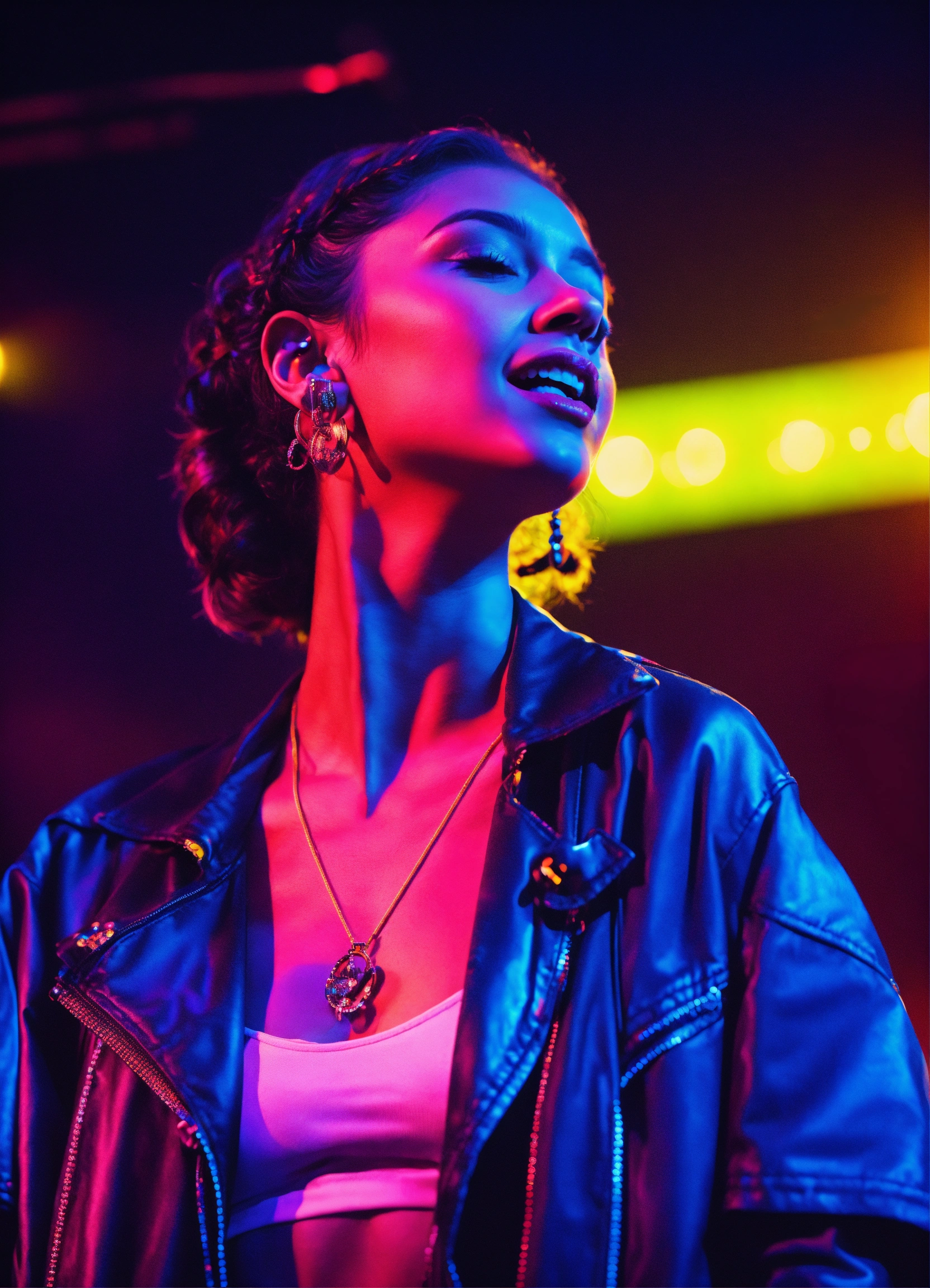 Lexica - Cinematic photography, modern, female singer on stage ...