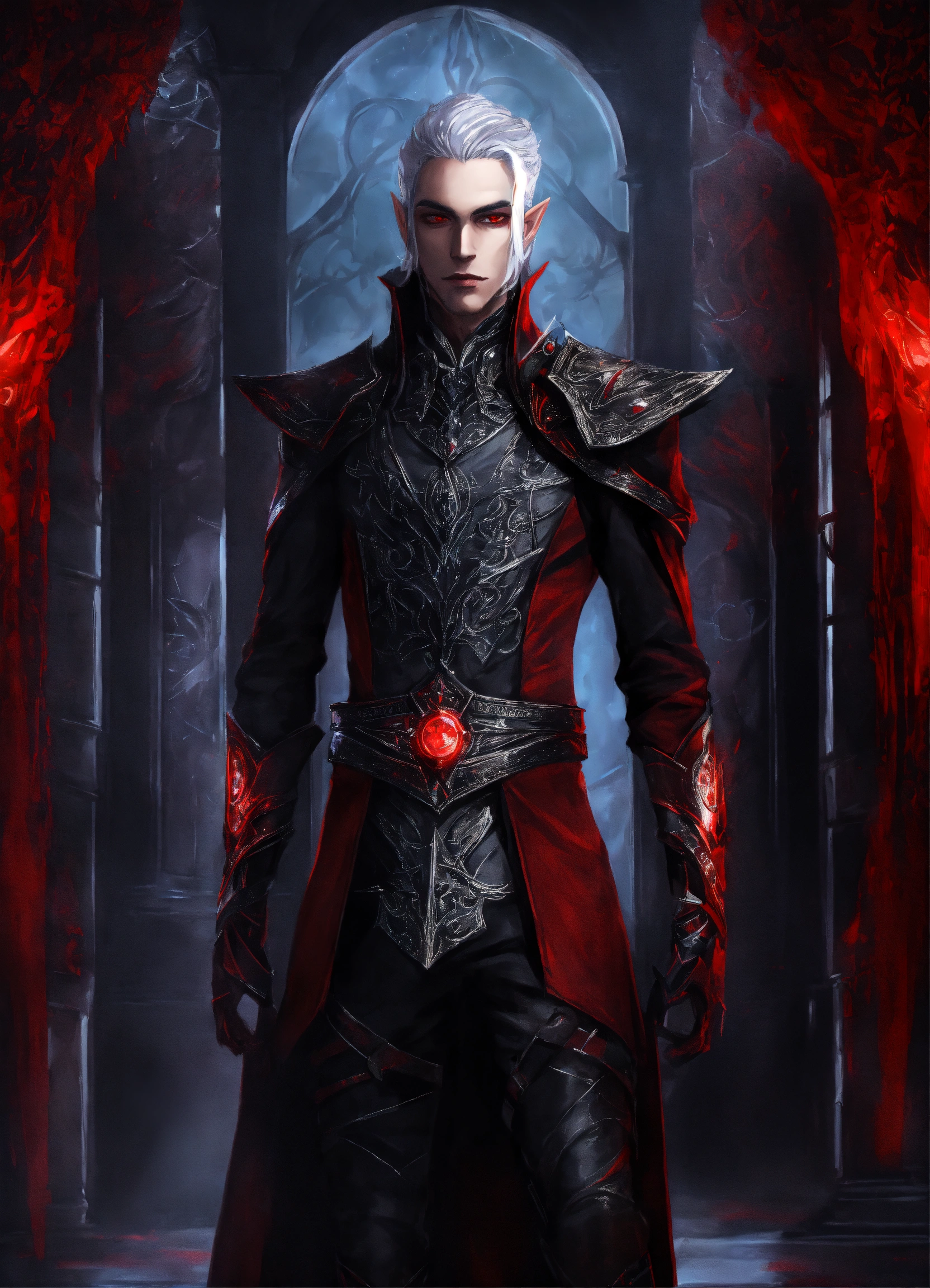 Lexica - Drawing of a dark elf, royalty, sci fi, black and crimson ...