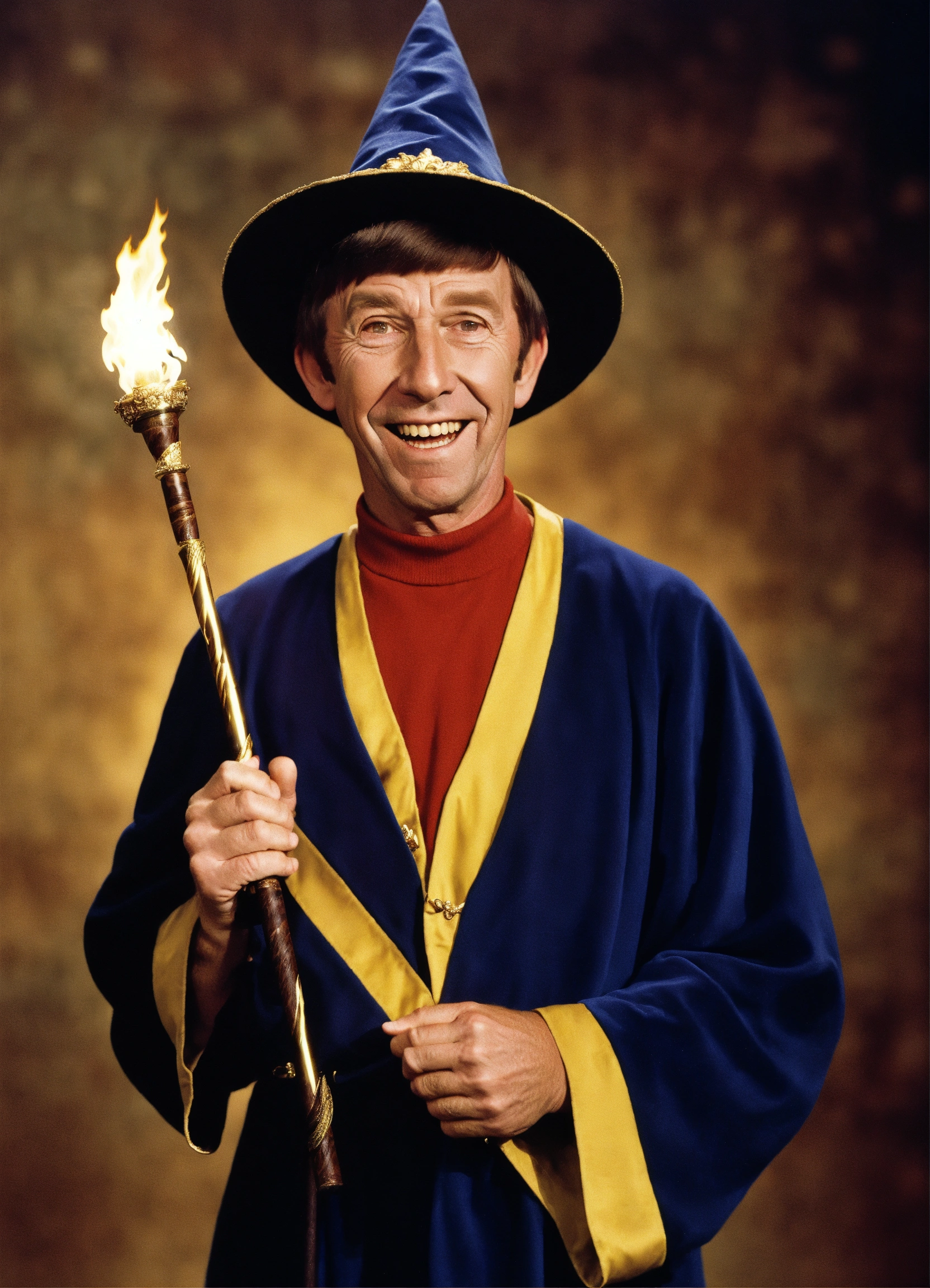 Lexica - Bob denver in his 30's, dressed like a wizard, carrying wizard ...