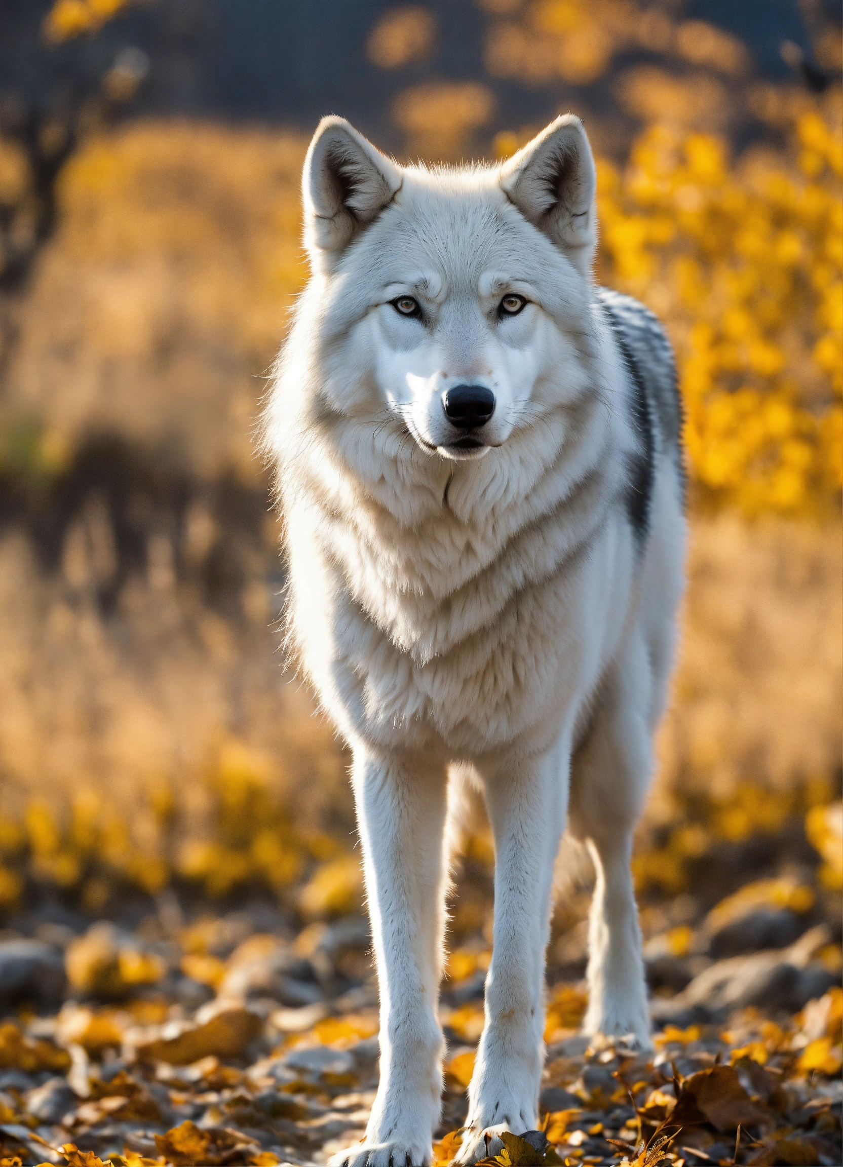 Lexica - A white wolf with a black spot that fades out on all sides ...