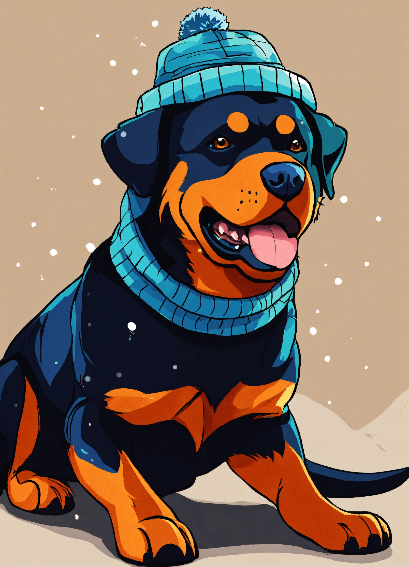 Lexica - Cool Rottweiler with a winter hat on growling art style 8k ...