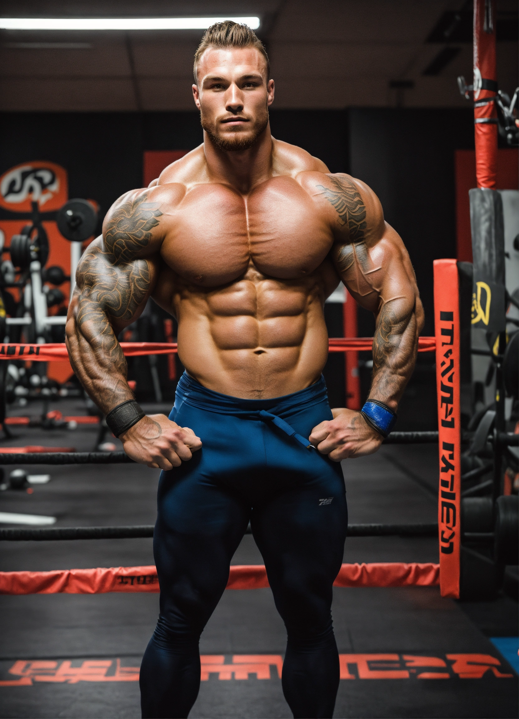 Lexica - 30-year-old wrestler with big muscles in a dojo, bodybuilder ...