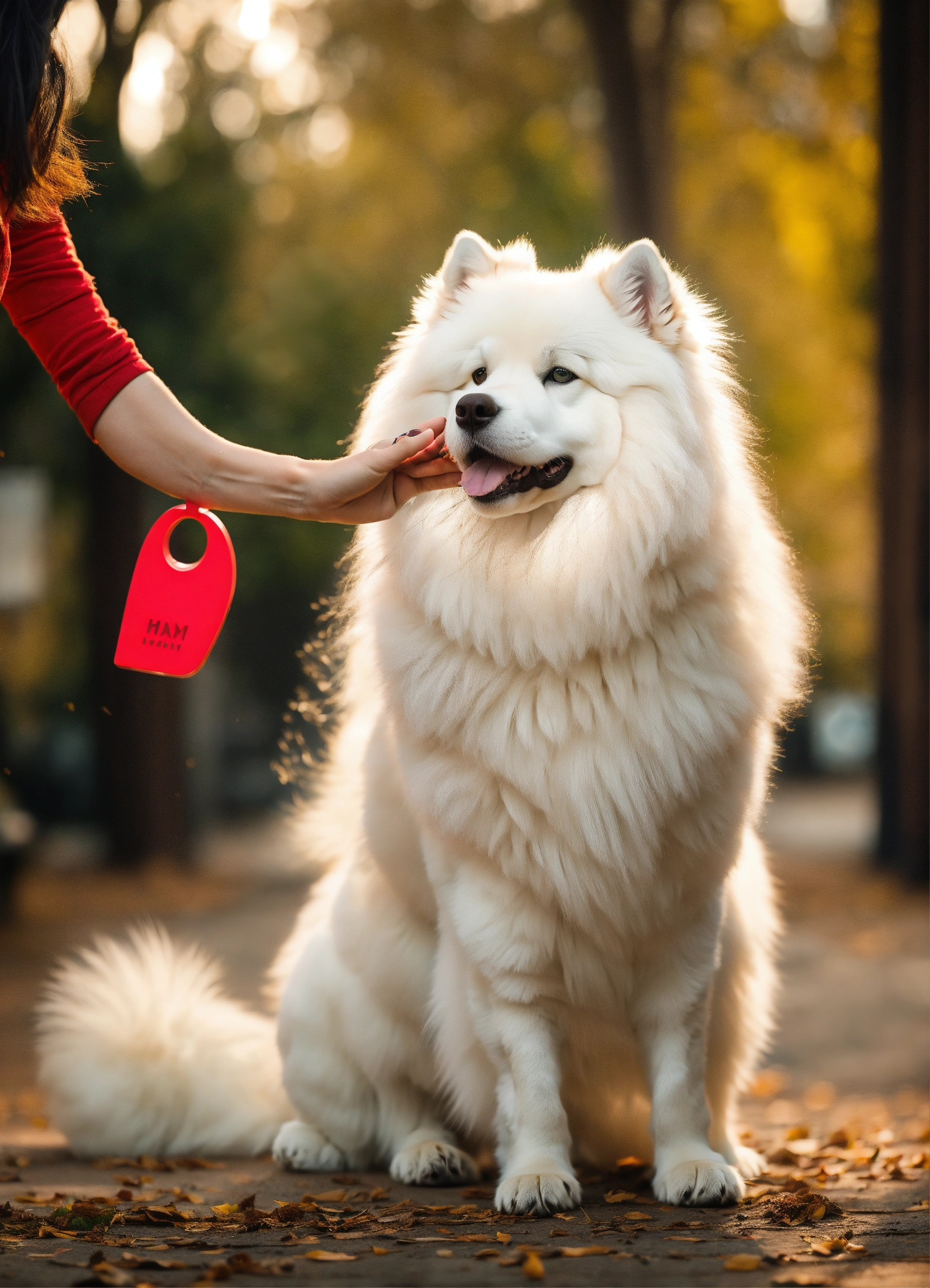Lexica - Samoyed dog giving a trained paw, with lots of details ...