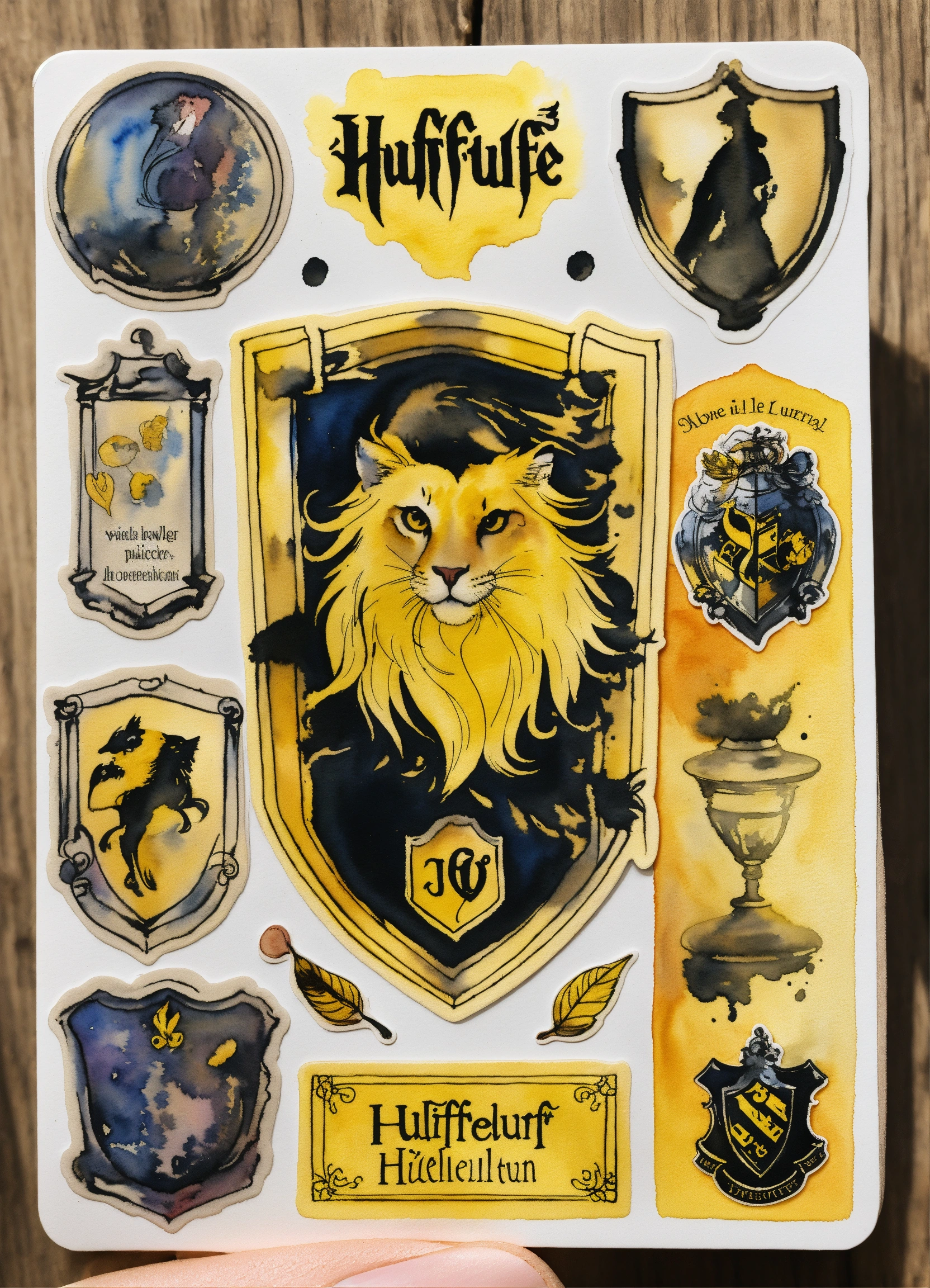 Lexica - Hufflepuff watercolor stickers