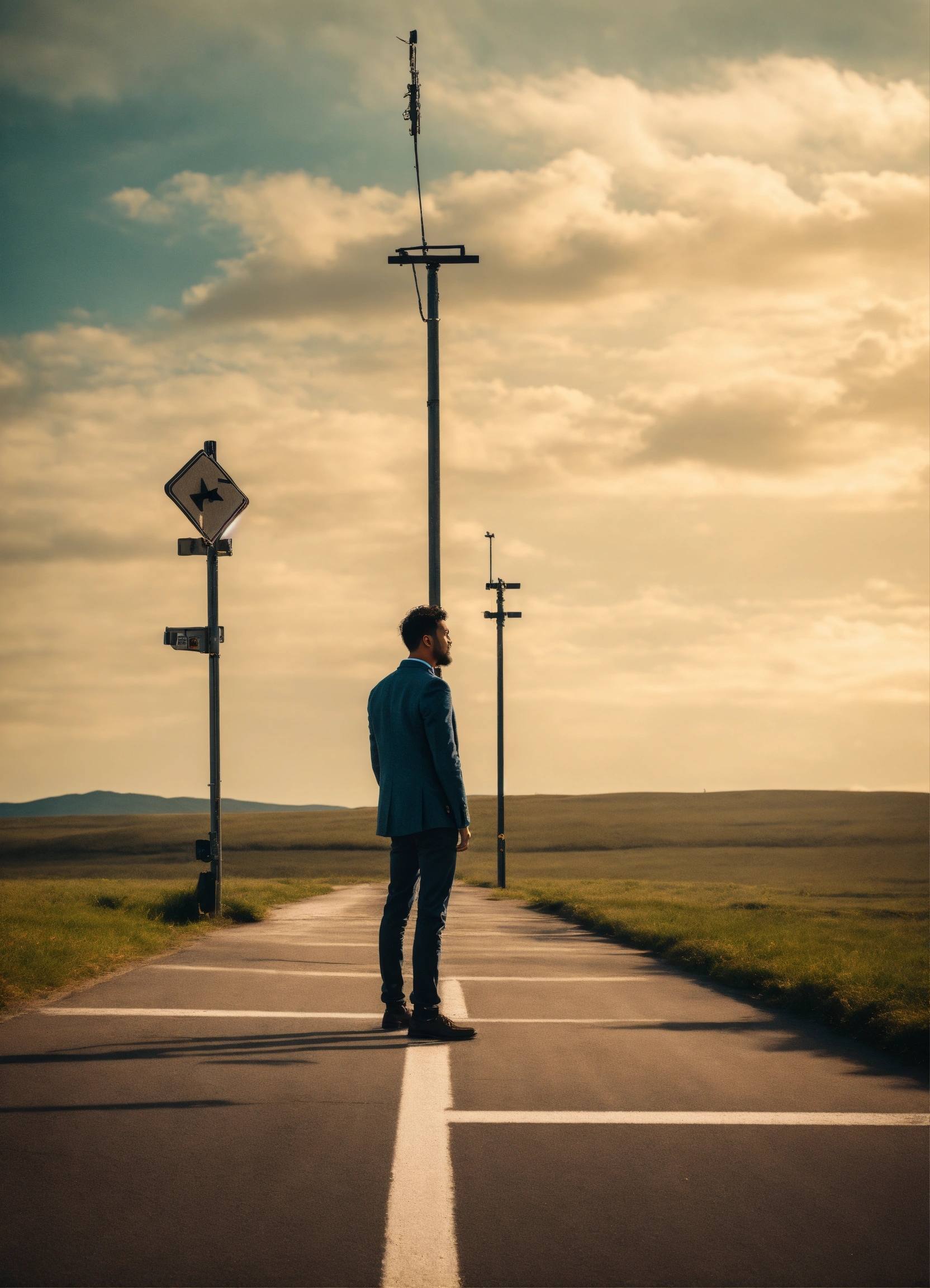 Lexica - A man standing on a crossroads between two ways, a right way ...