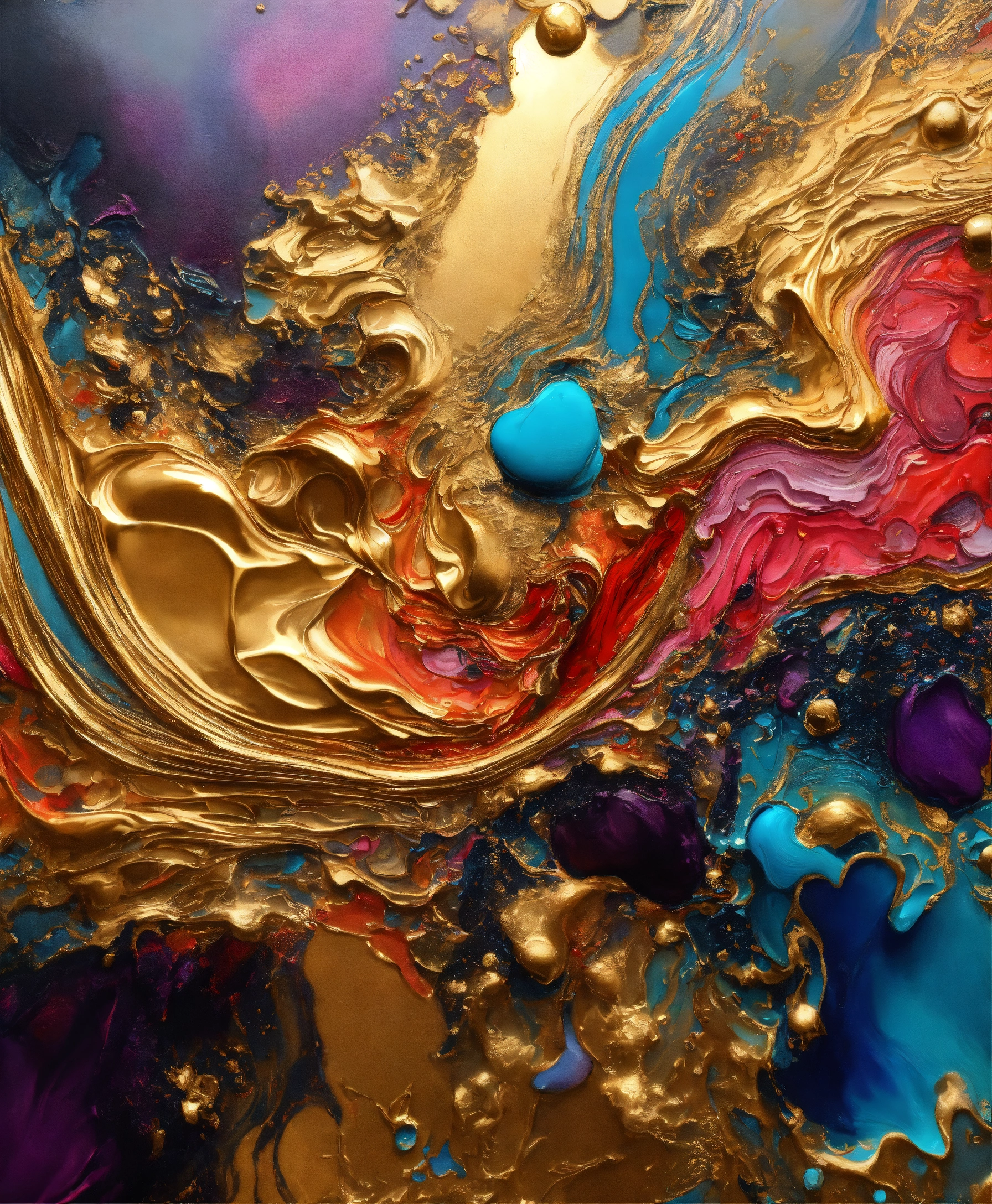 Lexica - Colorful abstract painting oil and water complex complicated ...