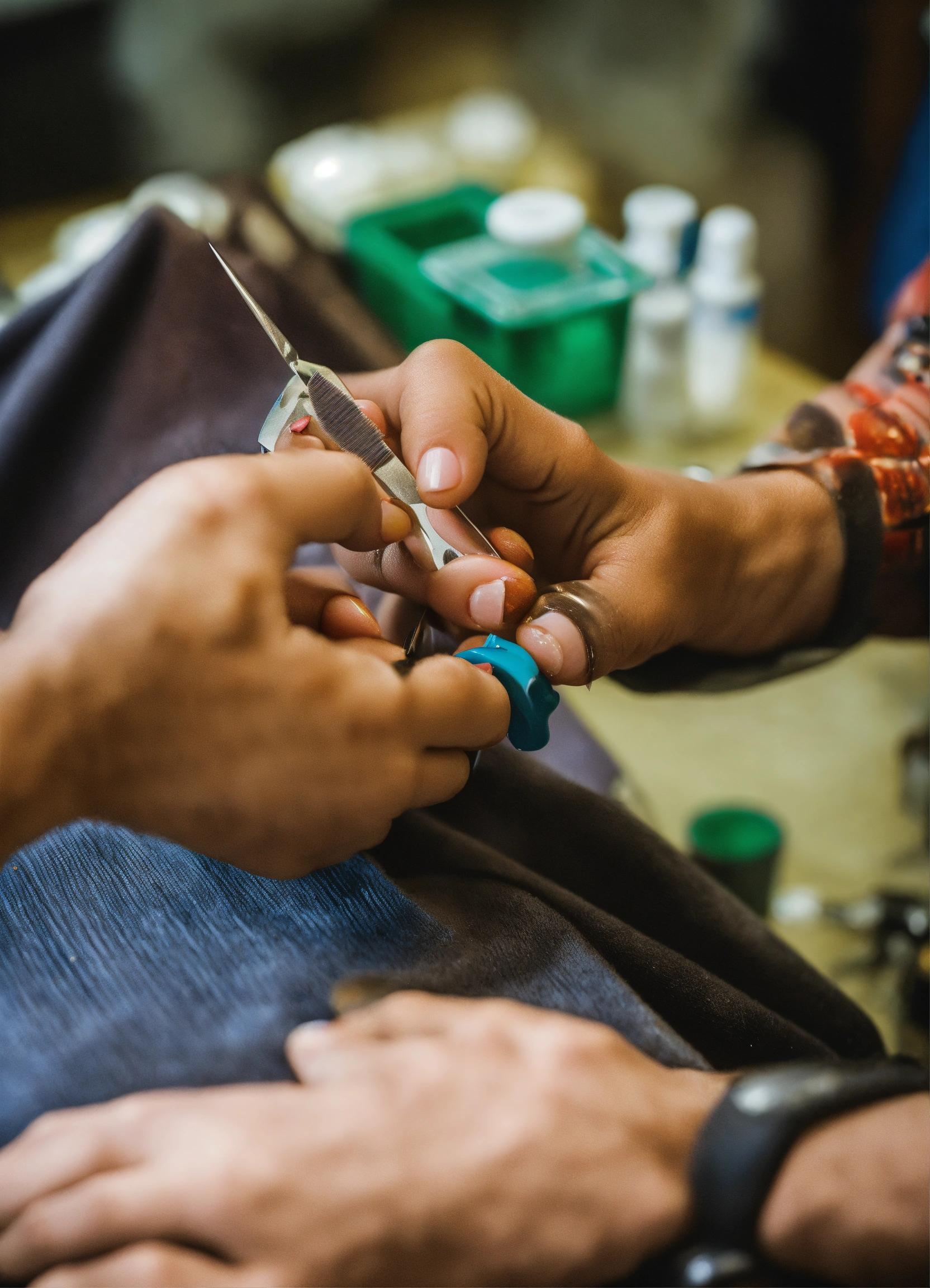 Lexica - Man getting his nails cut and trimmed by a nail clippet