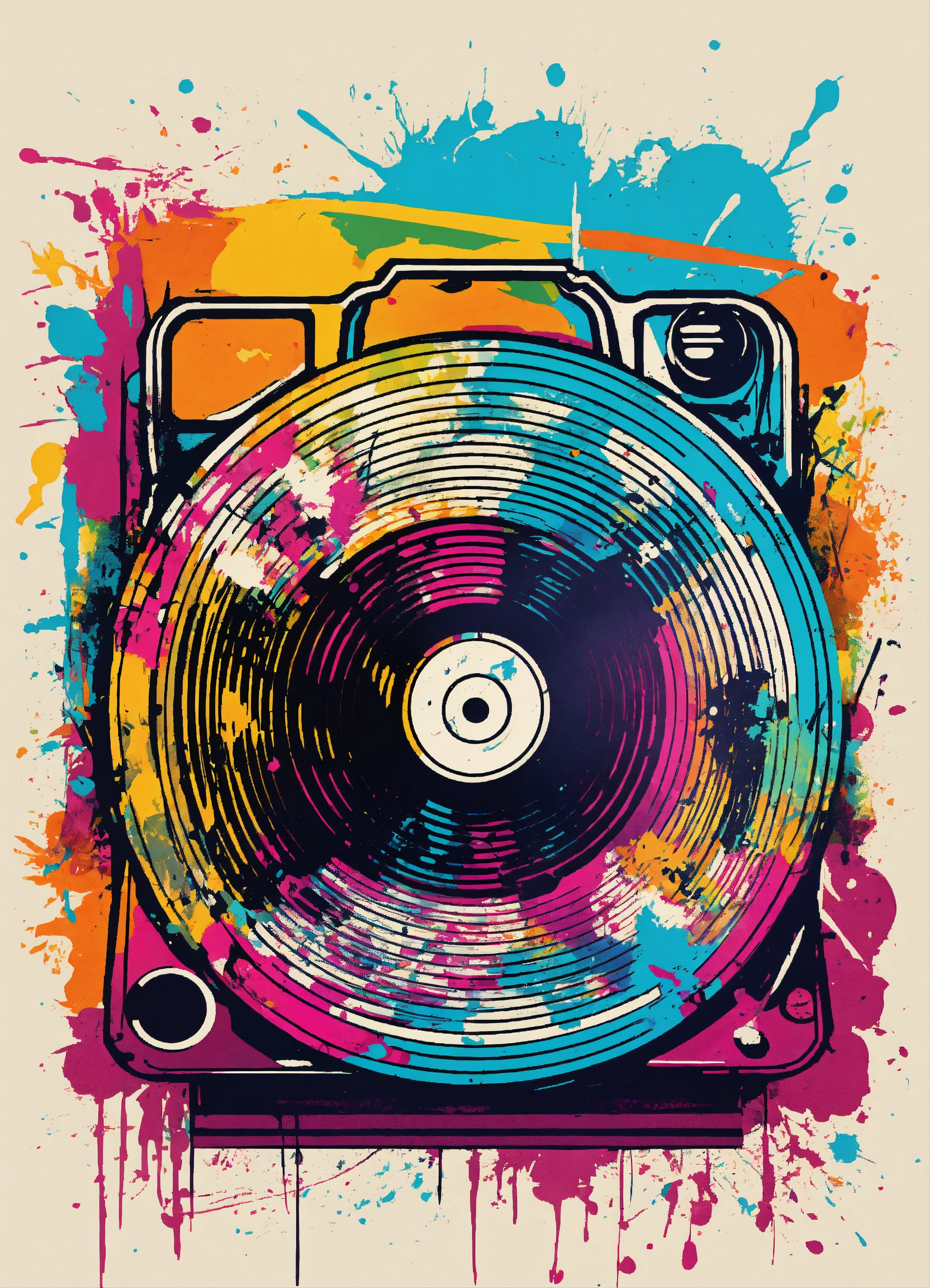 Lexica - Print ready vector t-shirt design, illustration of a turntable ...