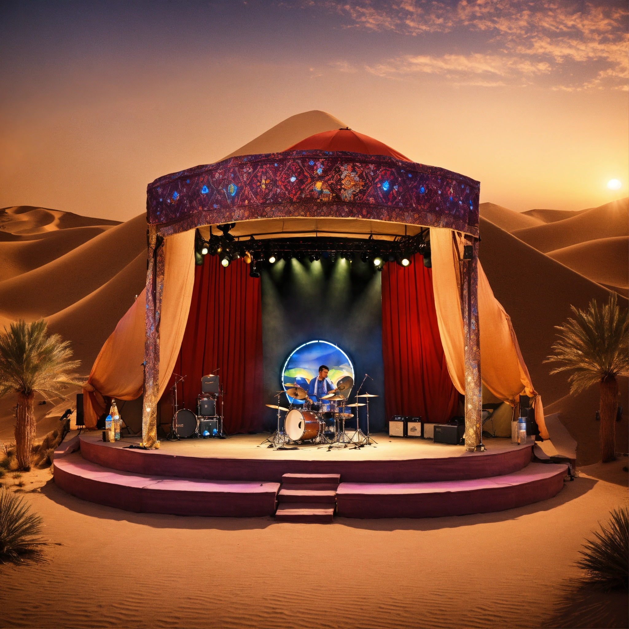 Lexica - Desert Arabian themed outdoor concert stage with live music bands