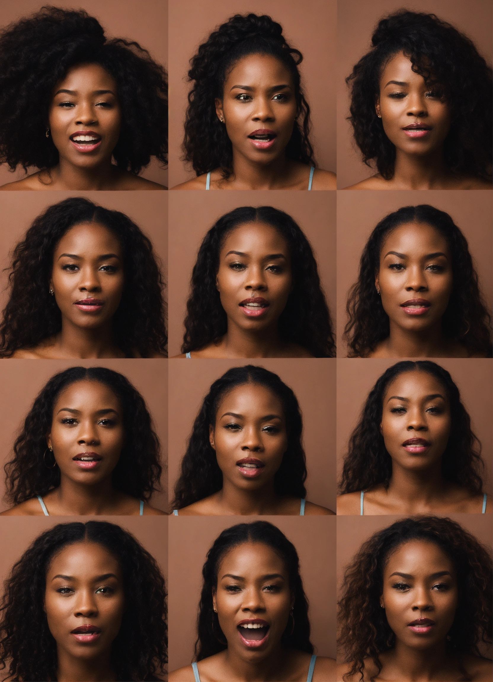 Lexica - SERIES OF BLACK FEMALE FACE ONE HAPPY ONE SAD ONE MAD