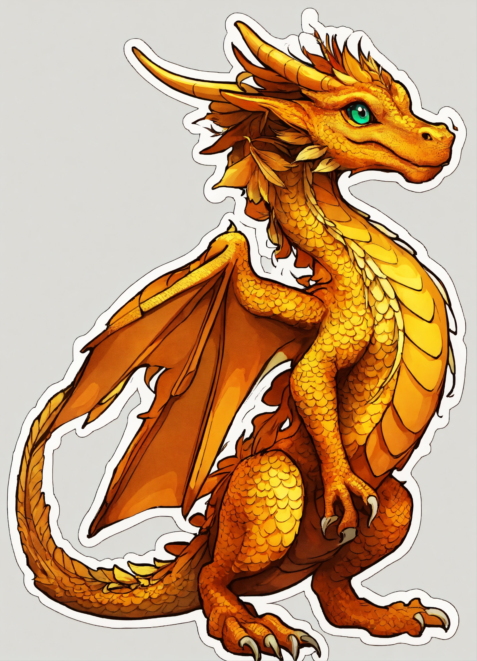 Lexica - Sticker, young dragon, full body, yellow and orange, beautiful ...