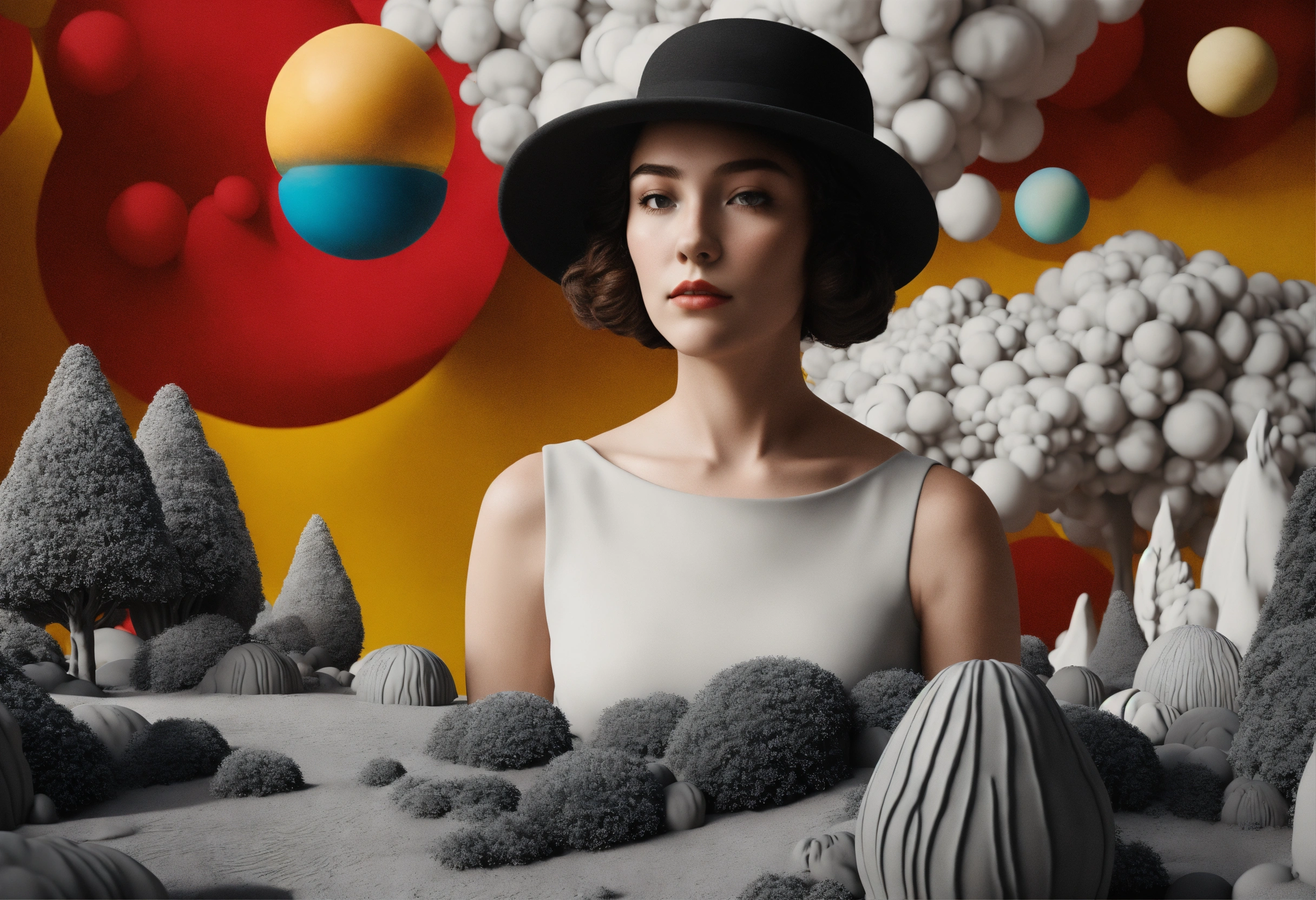 Lexica - Black and white, primary colors, 3d abstract modeling clay ...