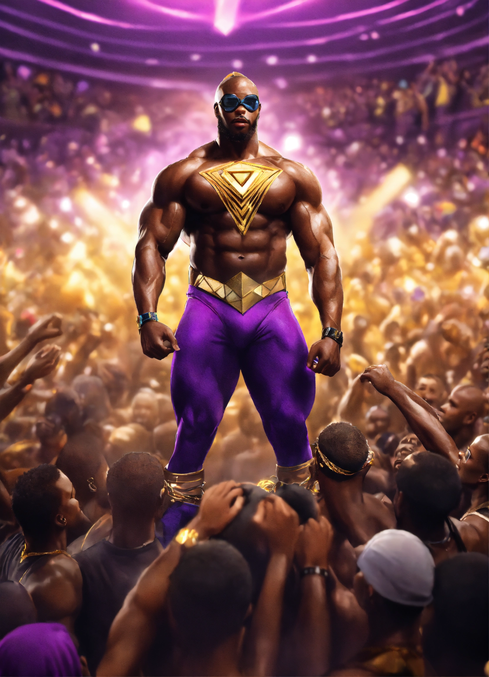 Lexica - An image of a huge bodybuilder-capped African superhero ...