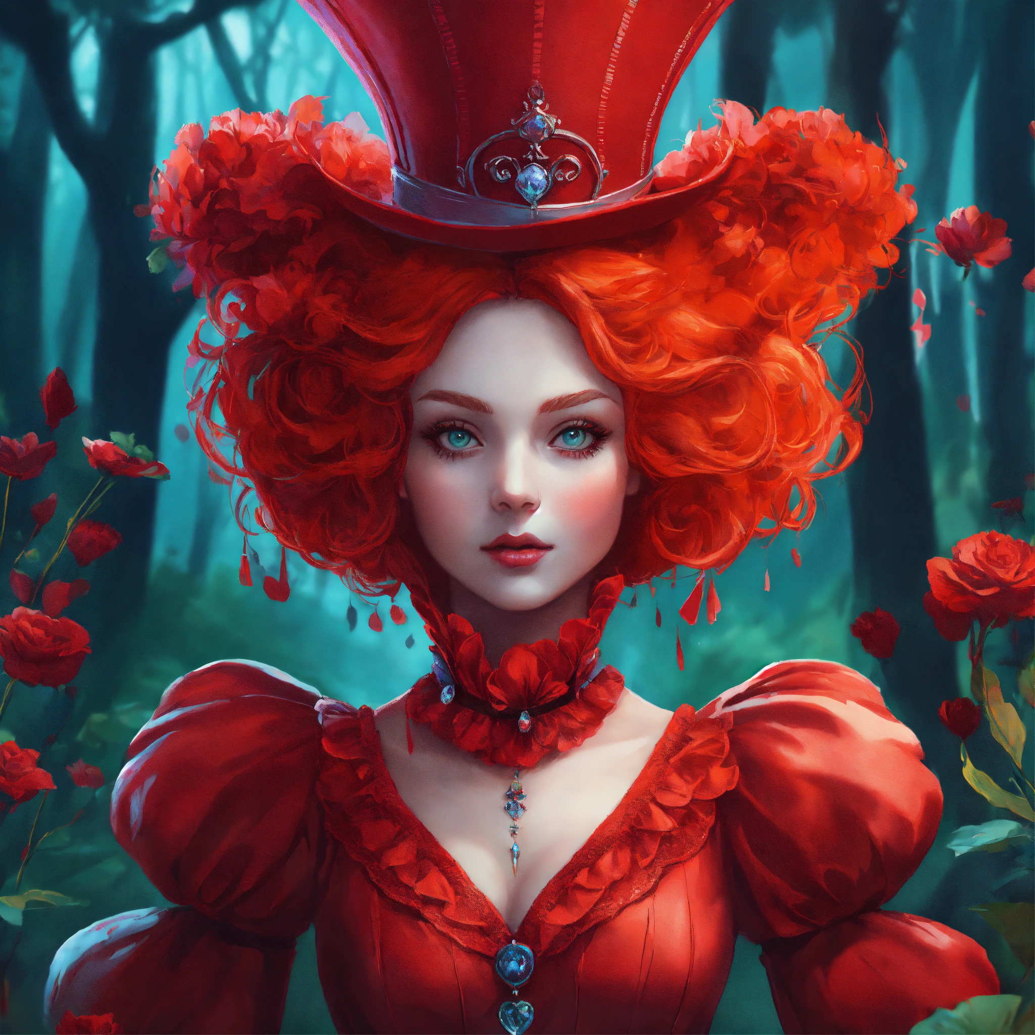 Lexica - The character Red Queen from Alice in Wonderland, cartoon oil ...